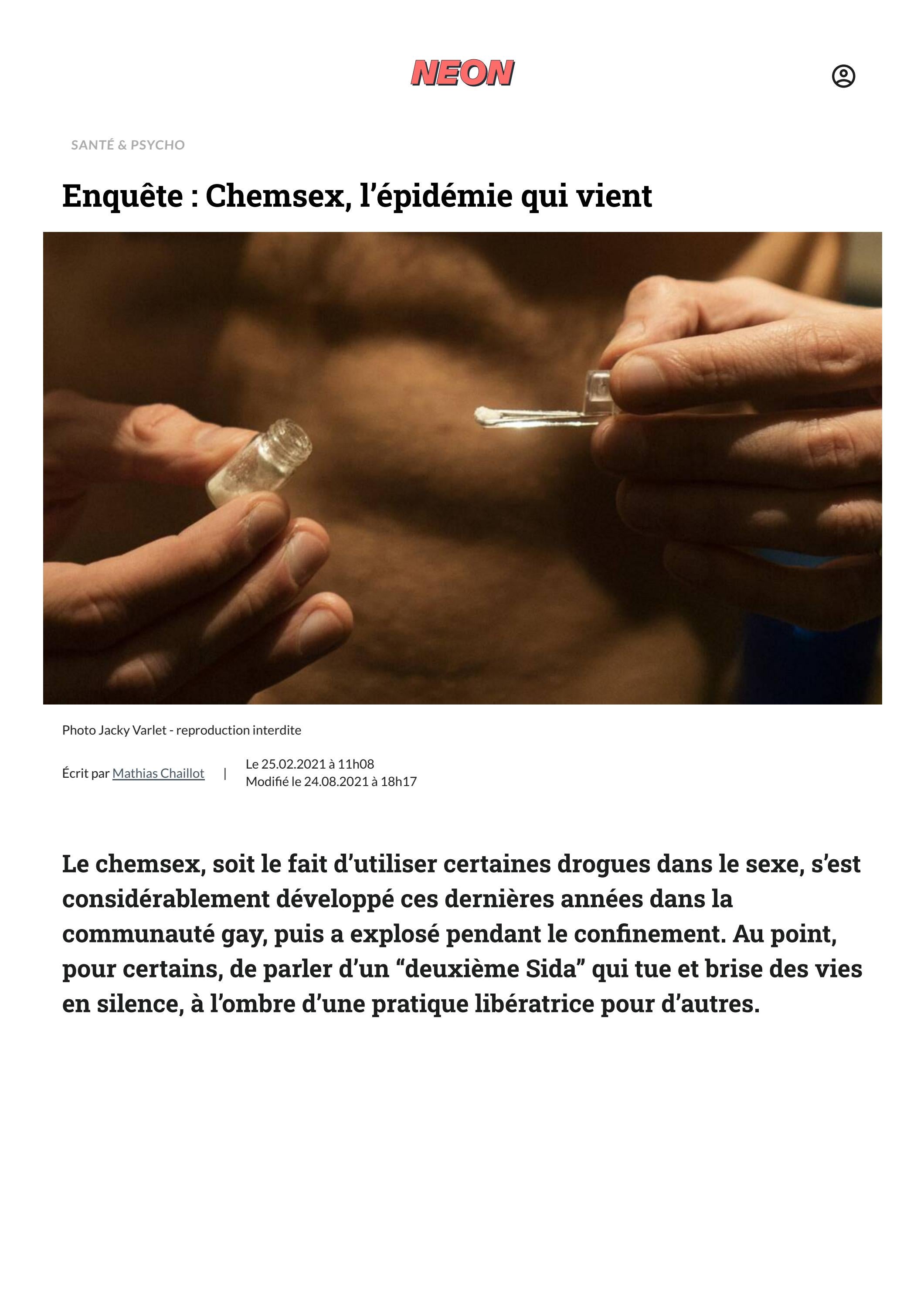 Enquête : chemsex, l'épidémie qui vient by Mathias Chaillot - Issuu