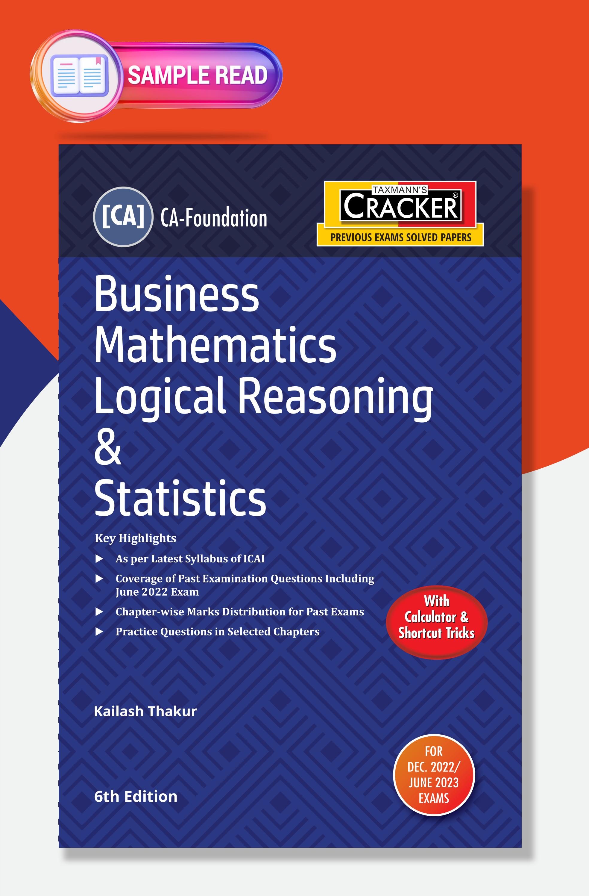 Taxmann's Business Mathematics Logical Reasoning & Statistics (Maths ...