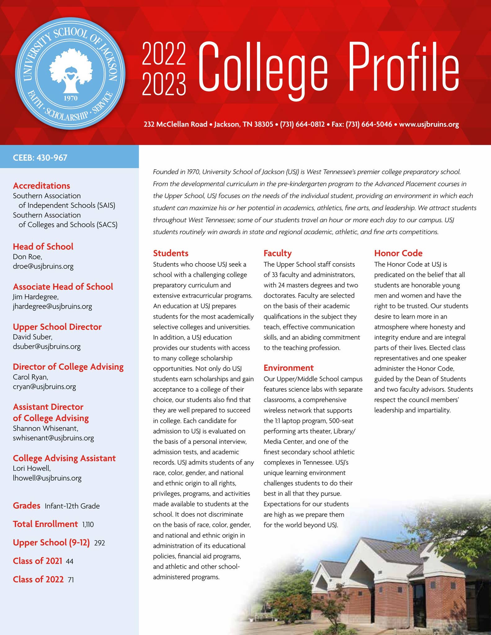 USJ College Profile (2022-2023) by University School of Jackson - Issuu