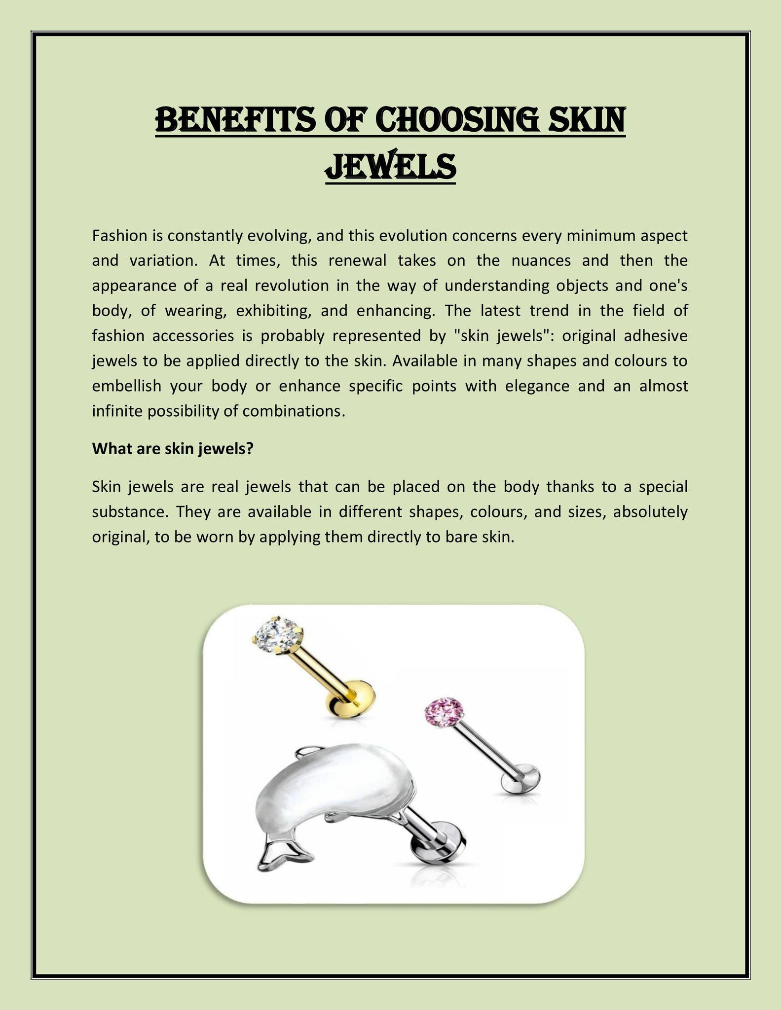 Benefits of choosing skin jewels by Body Jewelry - Issuu