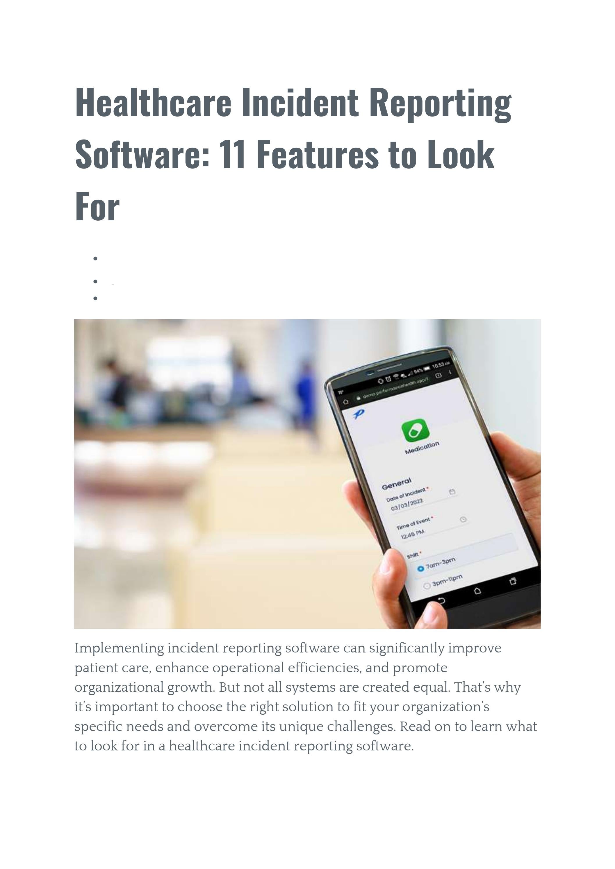 Healthcare Incident Reporting Software: 11 Features to Look For by ...