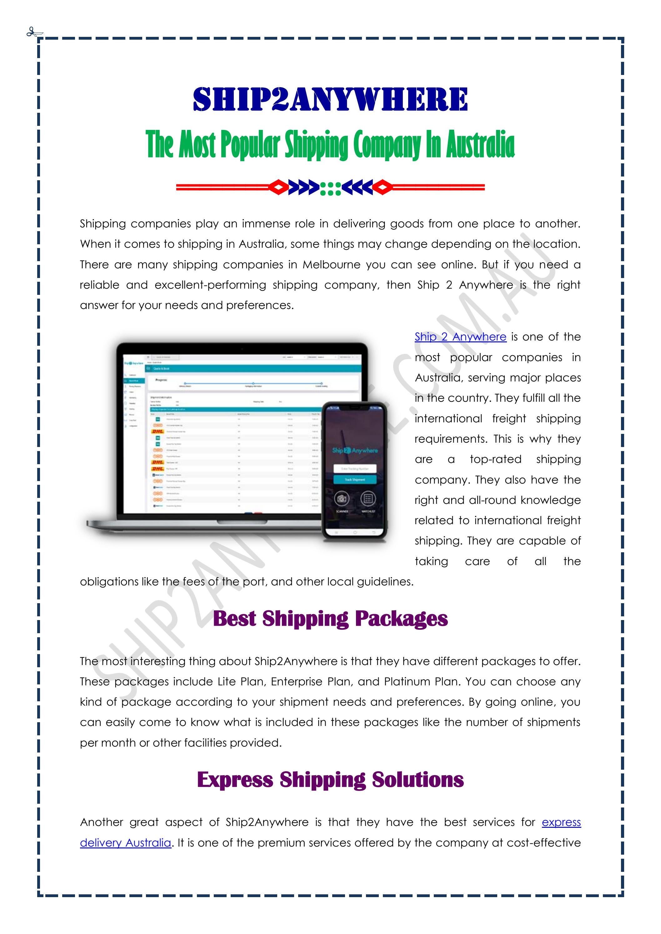 The Most Popular Shipping Company In Australia by Ship2Anywhere Aus - Issuu