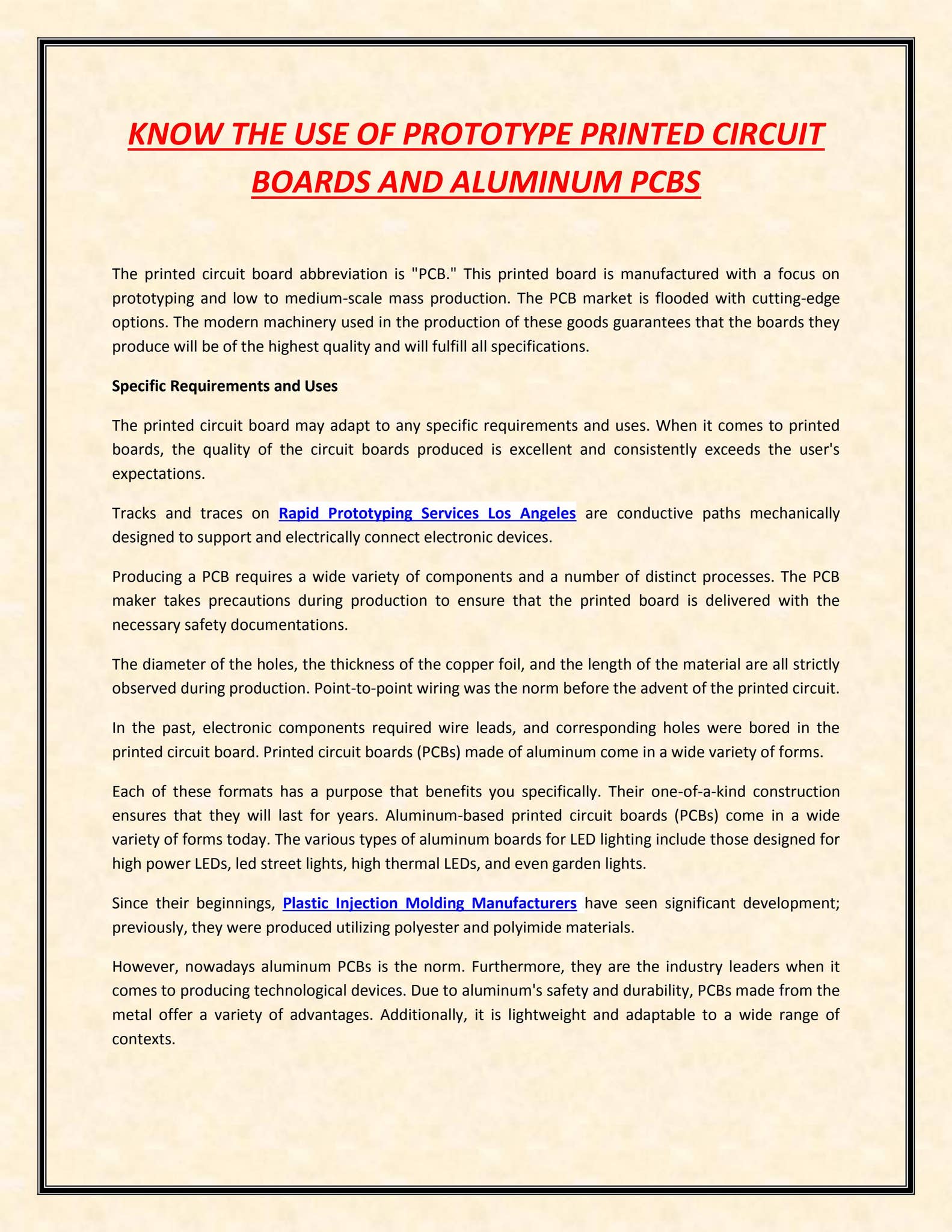 Know the Use of Prototype Printed Circuit Boards and Aluminum PCBs by ...