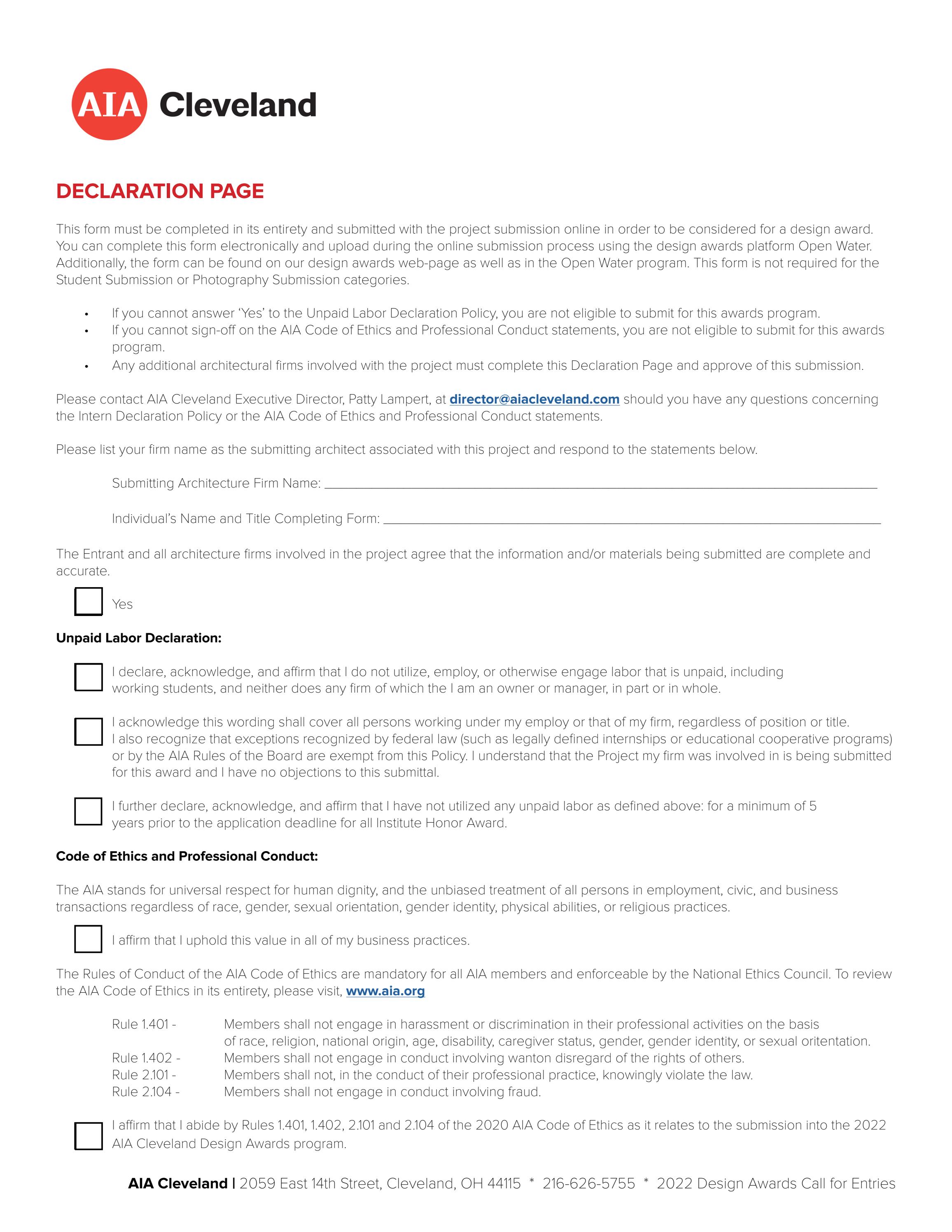 2022 AIA Cleveland Design Awards | Declaration Page by AIA Cleveland - Issuu