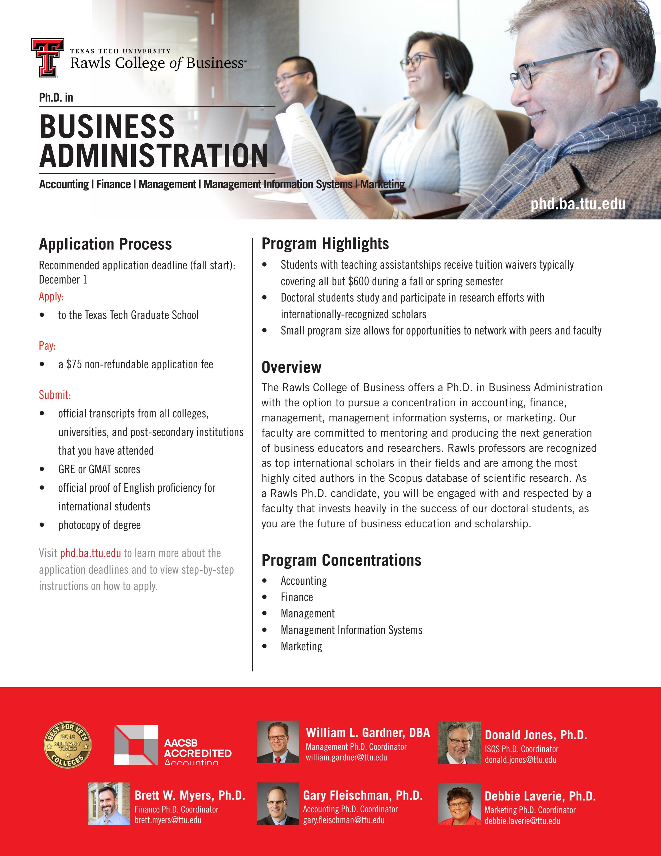 Ph.D. in Business Administration, Concentration in Management by Rawls ...