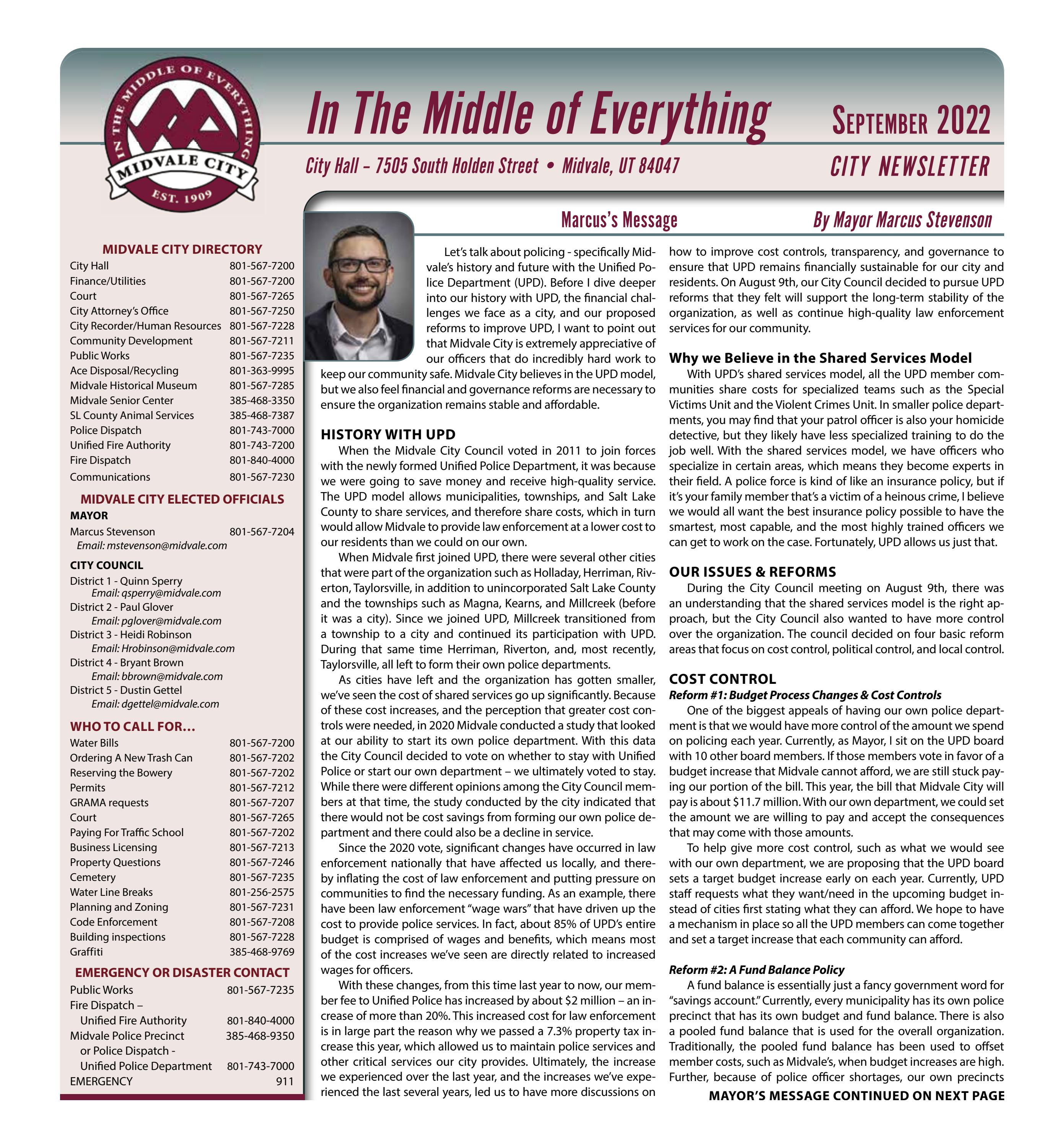 Midvale City Newsletter | September 2022 by The City Journals - Issuu