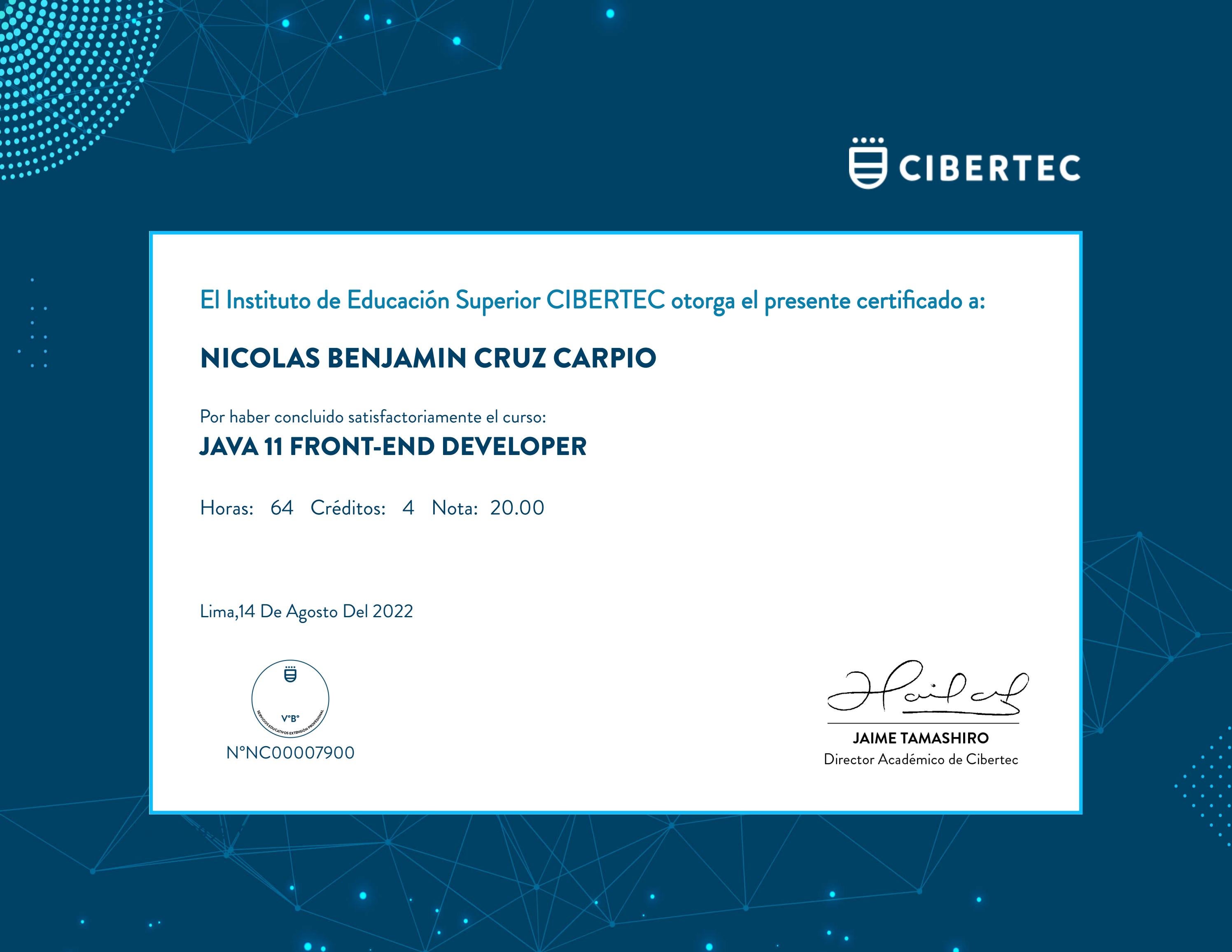 Cibertec - Java 11 Front End Developer by Nicolas Benjamin Cruz Carpio - Issuu