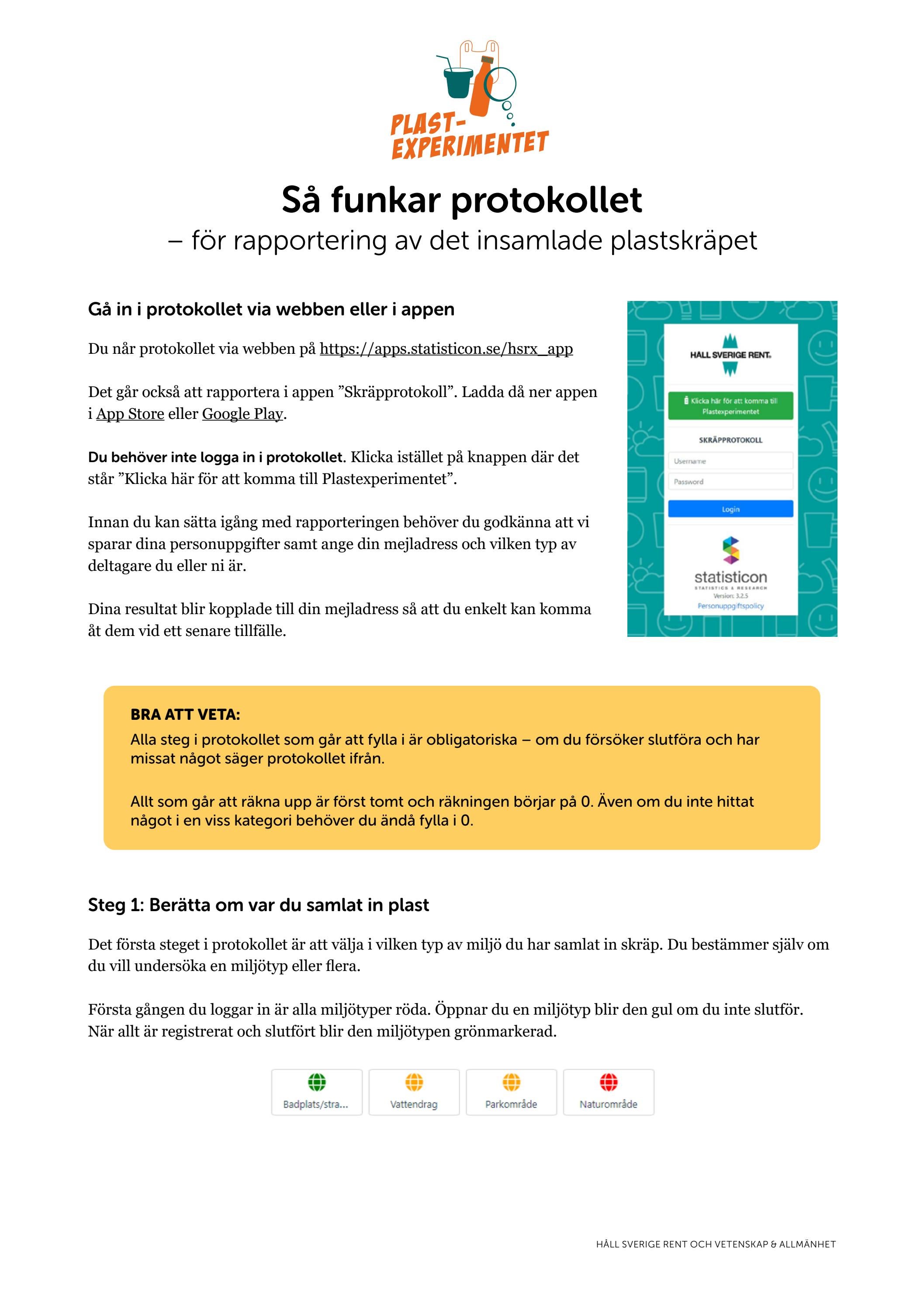 Protokollinstruktioner – för rapportering i Plastexperimentet 2022 by ...