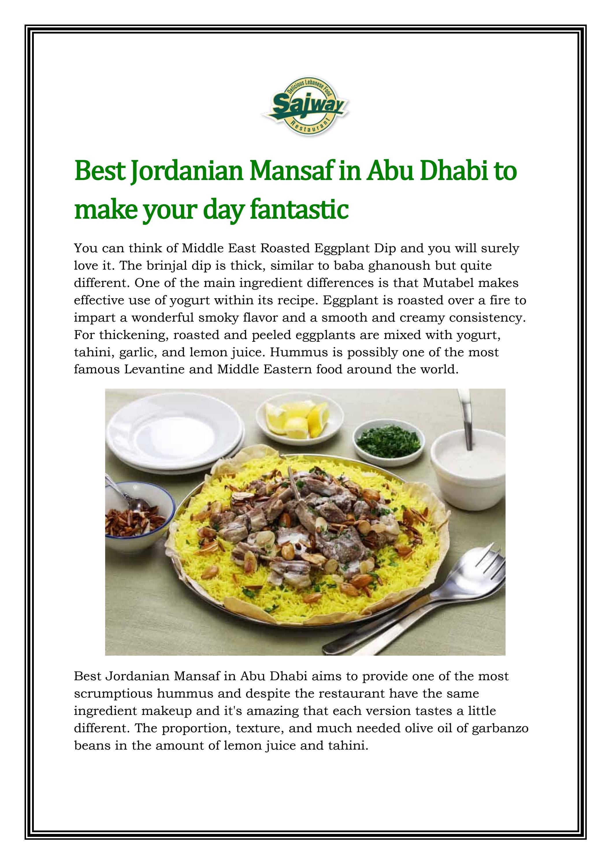 Best Jordanian Mansaf in Abu Dhabi to make your day fantasti - [@sajway ...