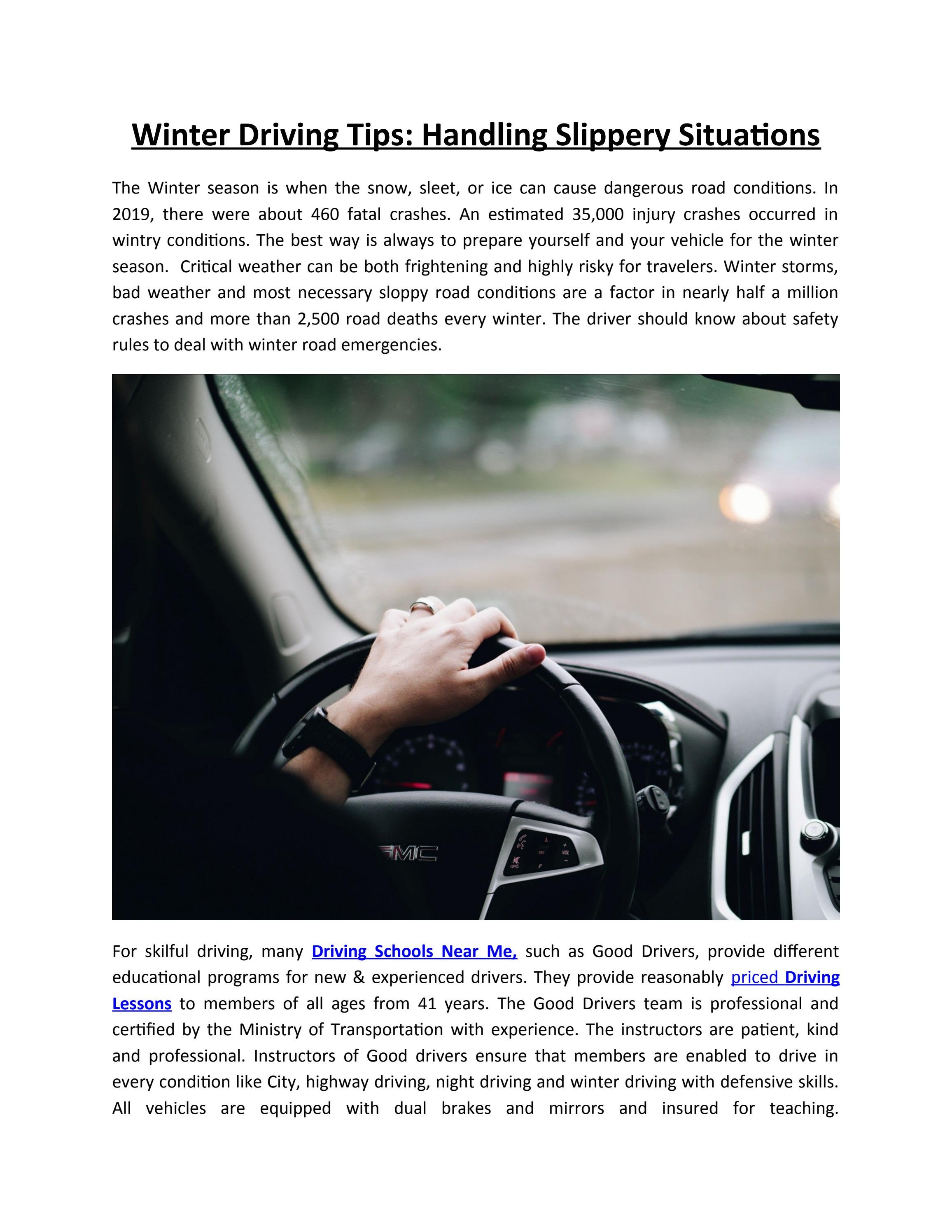 Winter Driving Tips: Handling Slippery Situations by Good Drivers ...