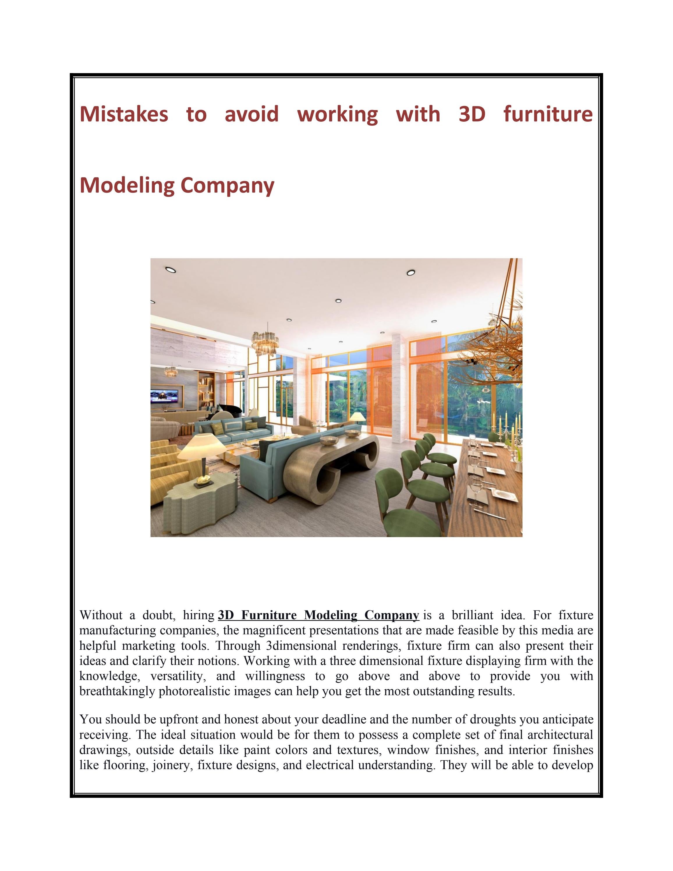 Mistakes to avoid working with 3D furniture Modeling Company by 3D Furniture Modeling Studio - Issuu