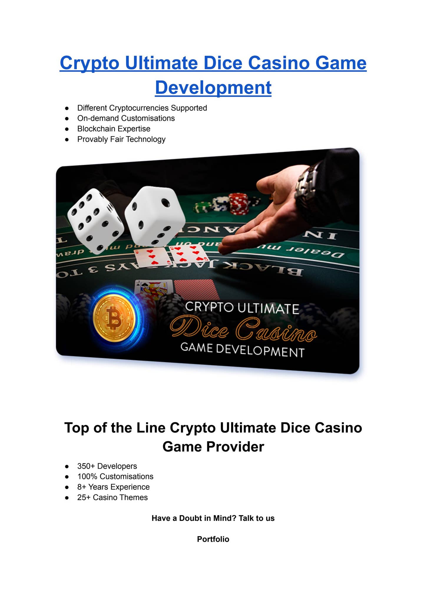 Crypto Ultimate Dice Casino Game Development by Josephemma - Issuu