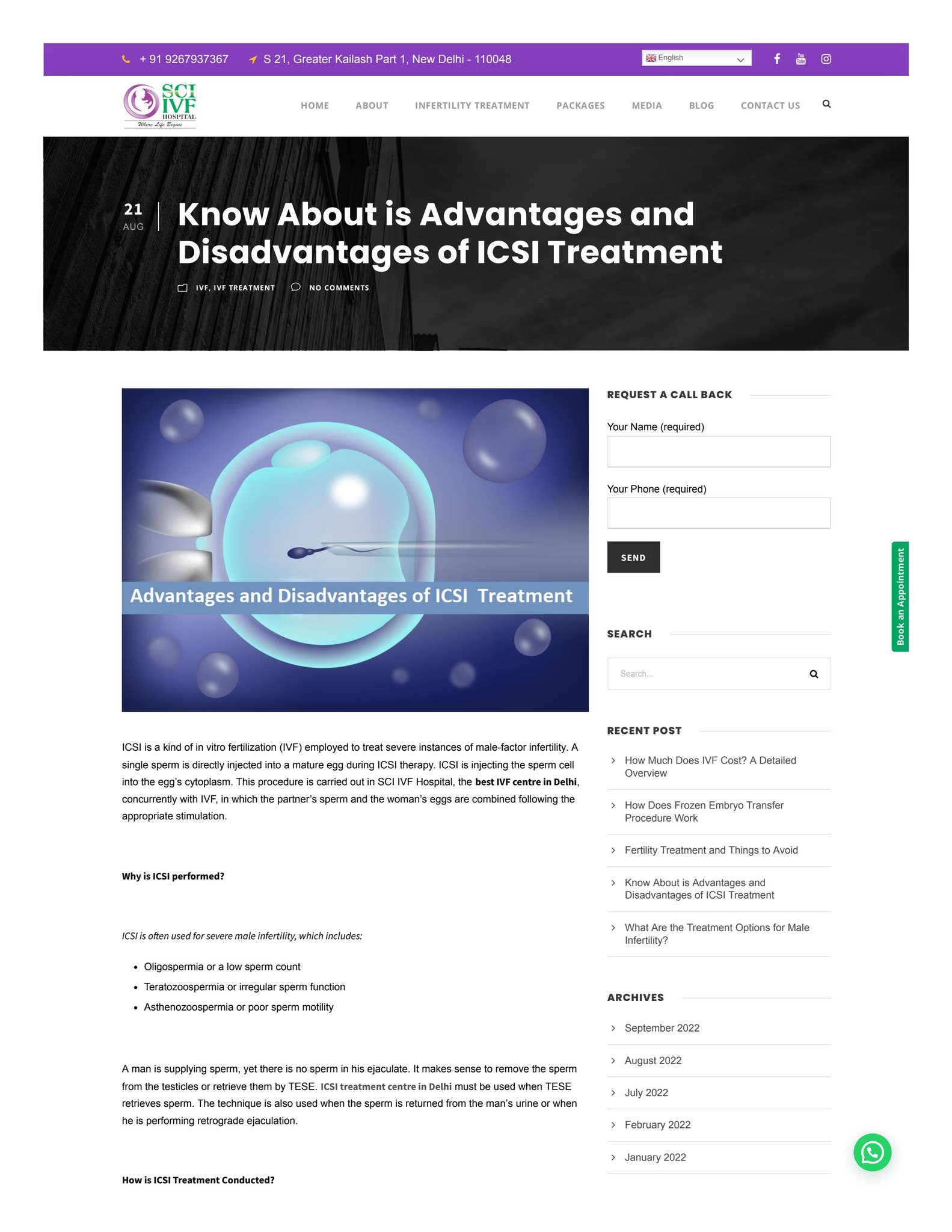 Know About is Advantages and Disadvantages of ICSI Treatment by SCI IVF ...