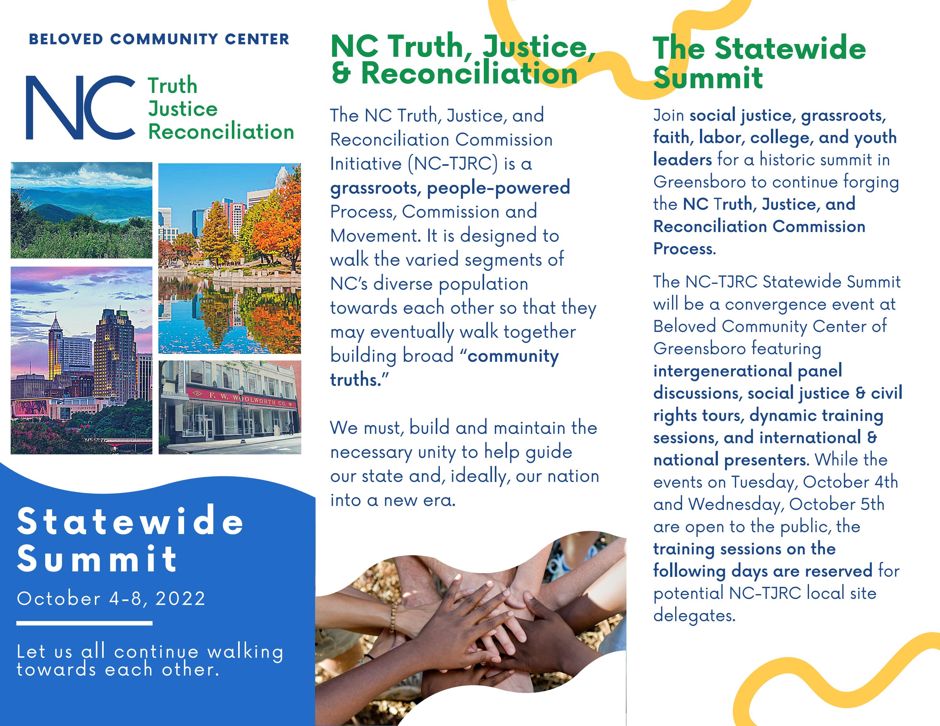 NC-TJRC Statewide Summit Brochure by belovedcommunitycenter - Issuu