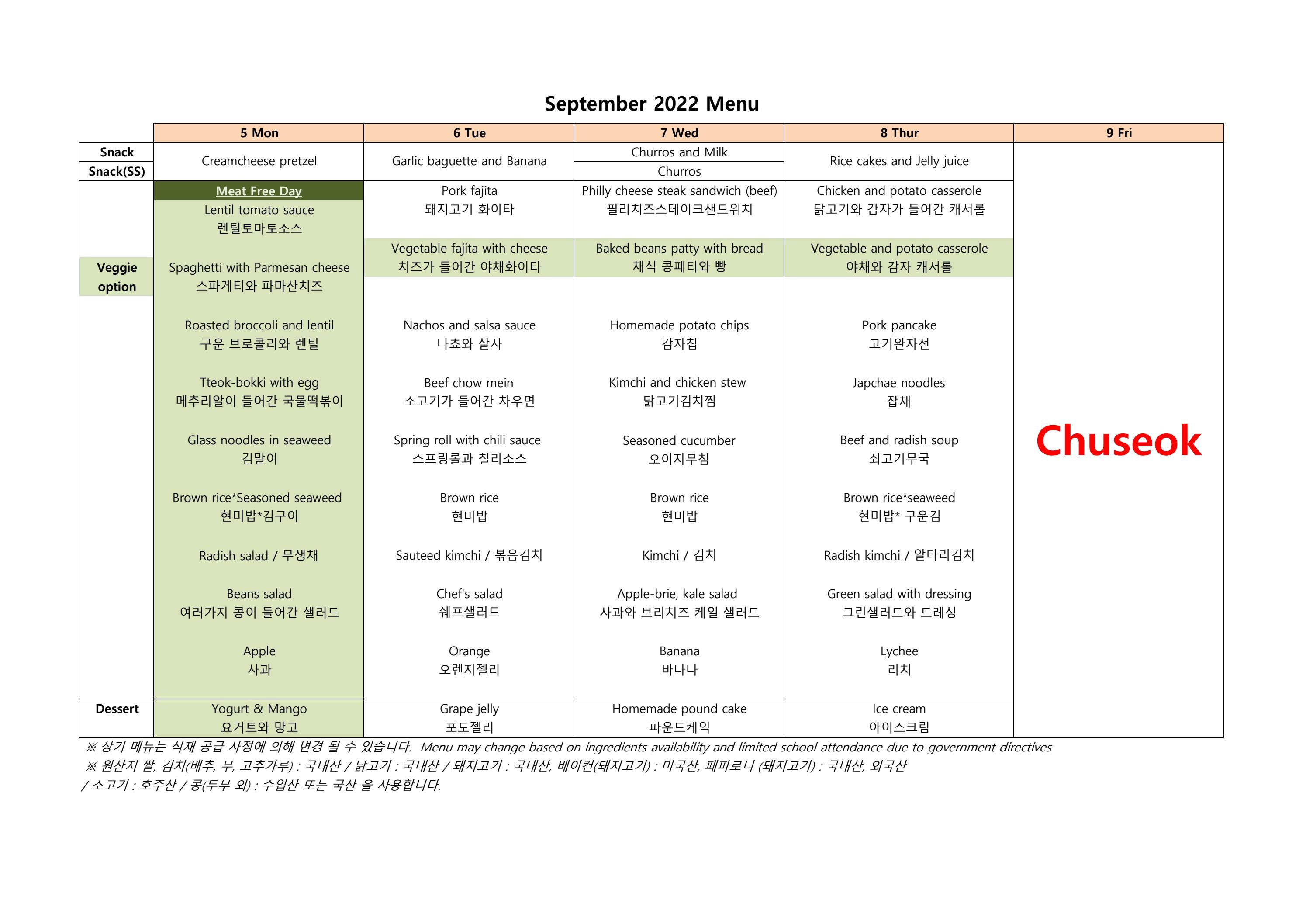 September 2022 Menu by Dulwich College Seoul - Issuu