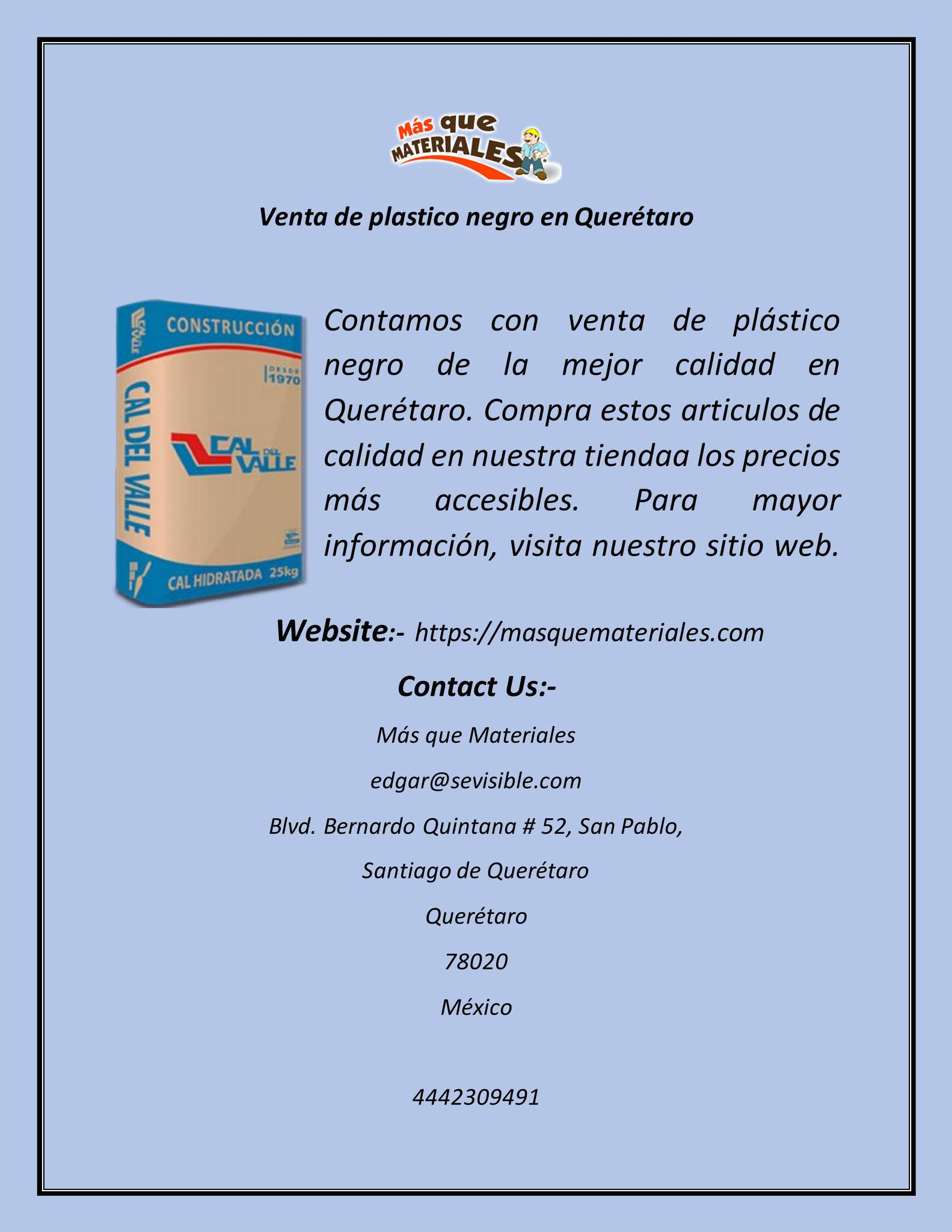 Venta de plastico negro en Querétaro by masquemateriales00 - Issuu