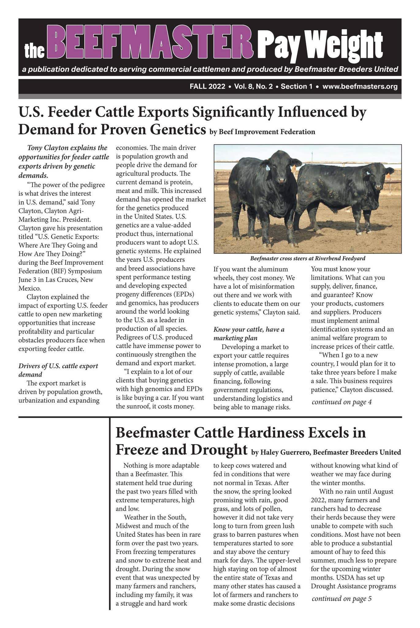 The Beefmaster Pay Weight - Fall 2022 by Beefmaster Breeders United - Issuu