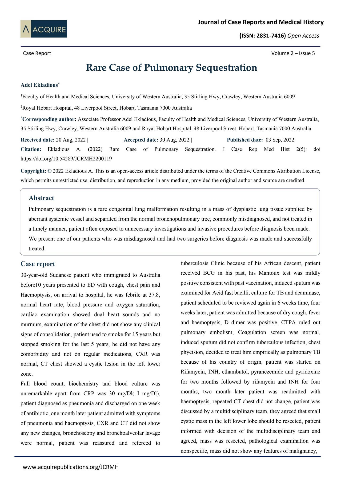 Rare Case of Pulmonary Sequestration by acquire info - Issuu