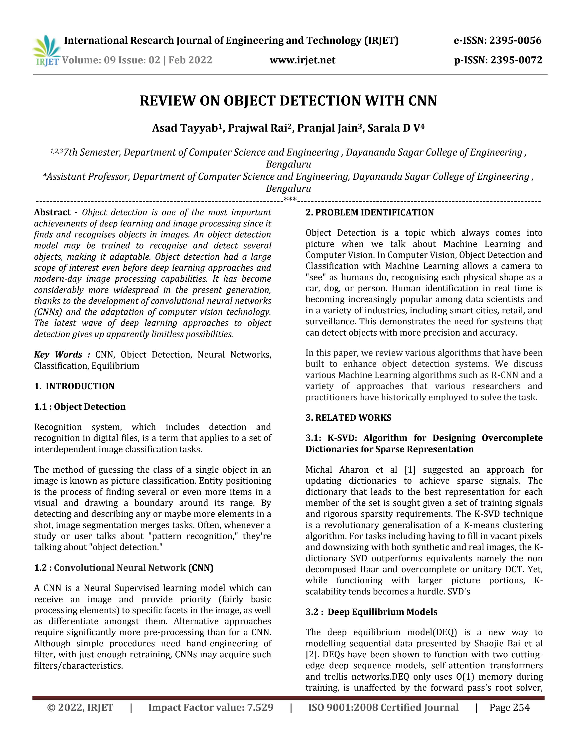 REVIEW ON OBJECT DETECTION WITH CNN by IRJET Journal - Issuu