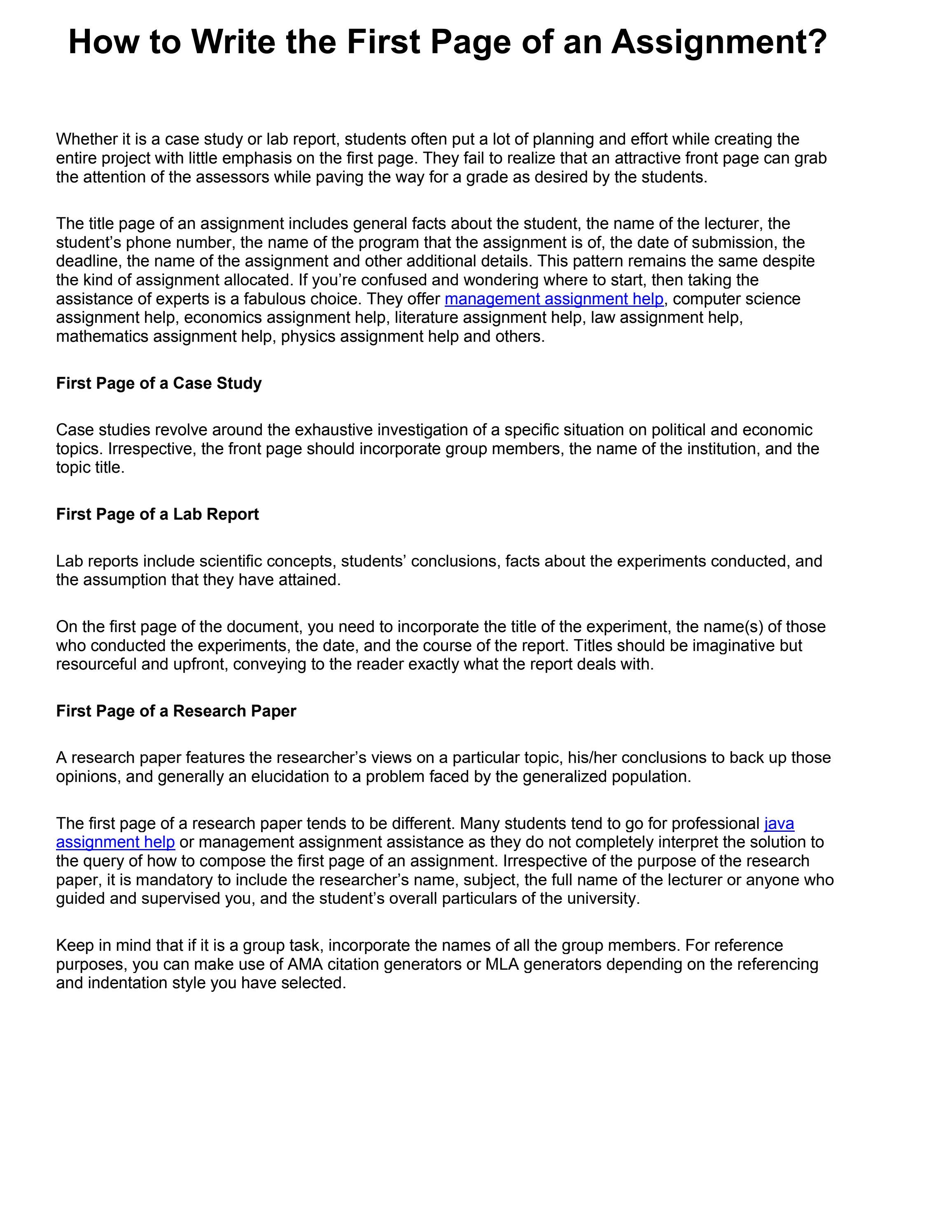 How to Write the First Page of an Assignment? by British Dissertation ...