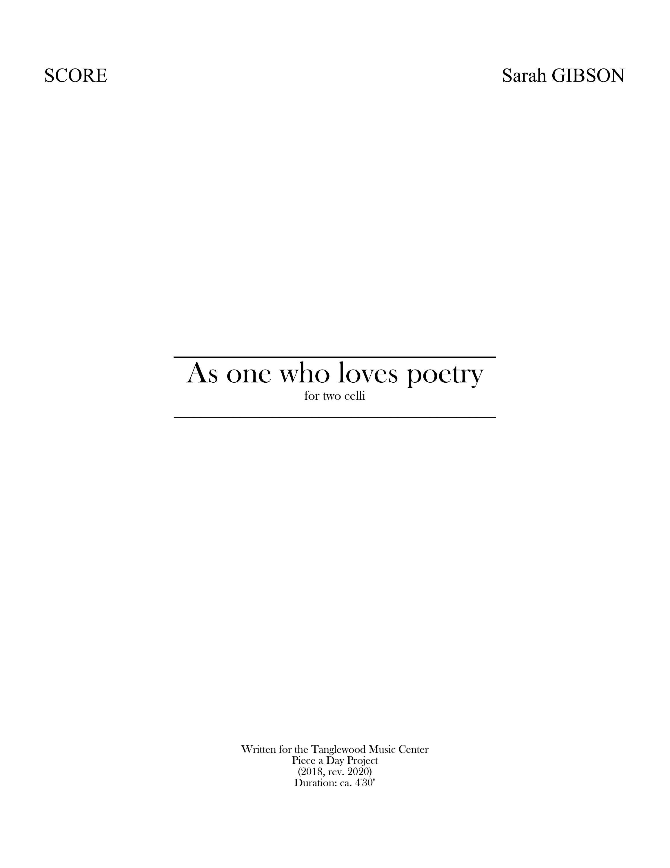as one who loves poetry | Sarah Gibson by sarahgibsoncomp - Issuu