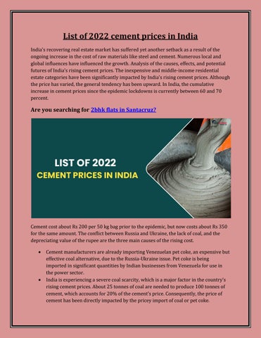 List Of 2022 Cement Prices In India By Yamuna Navimumbaihouses Issuu