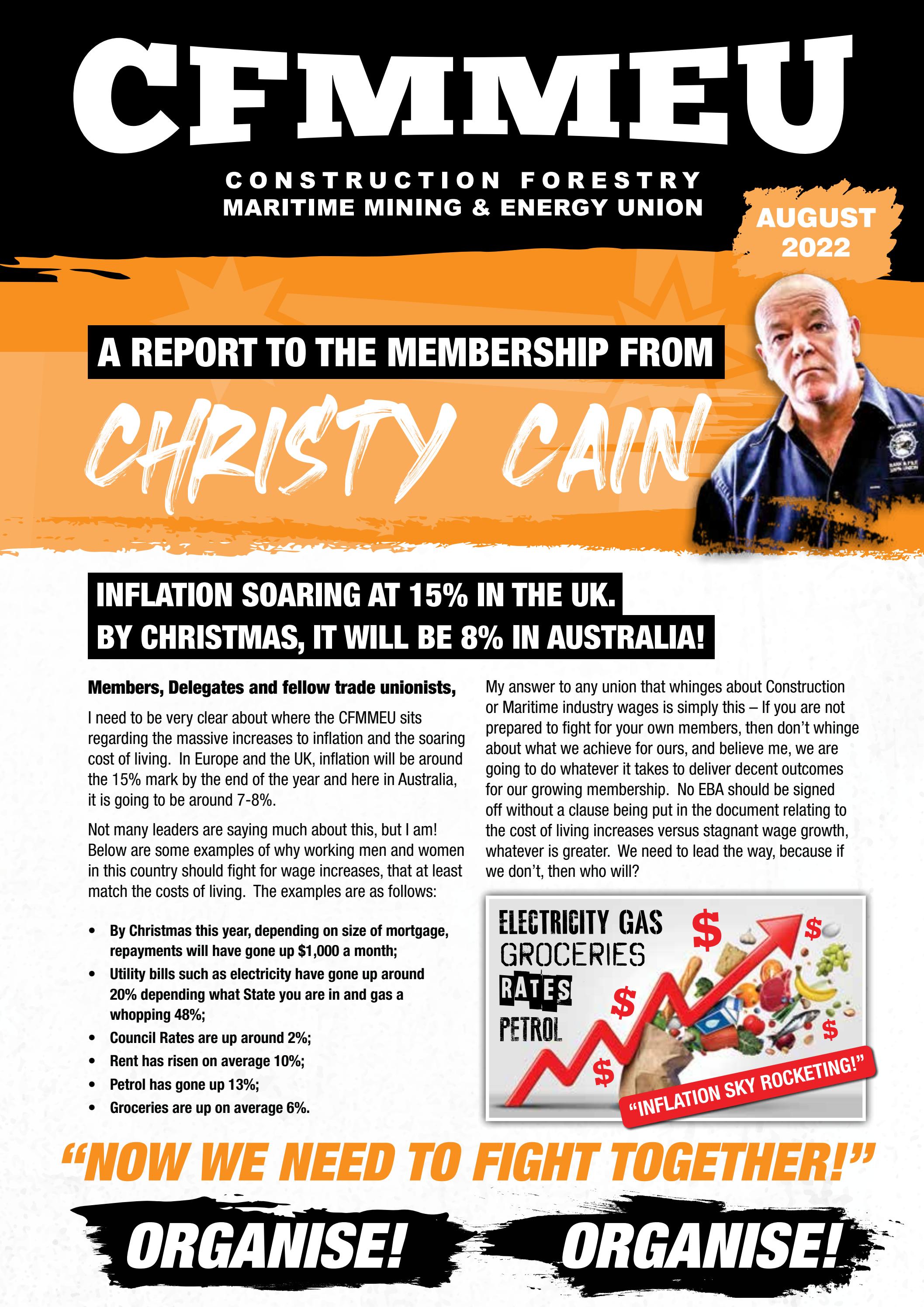 Christy Cain, CFMMEU National Secretary's Report - August 2022 by ...