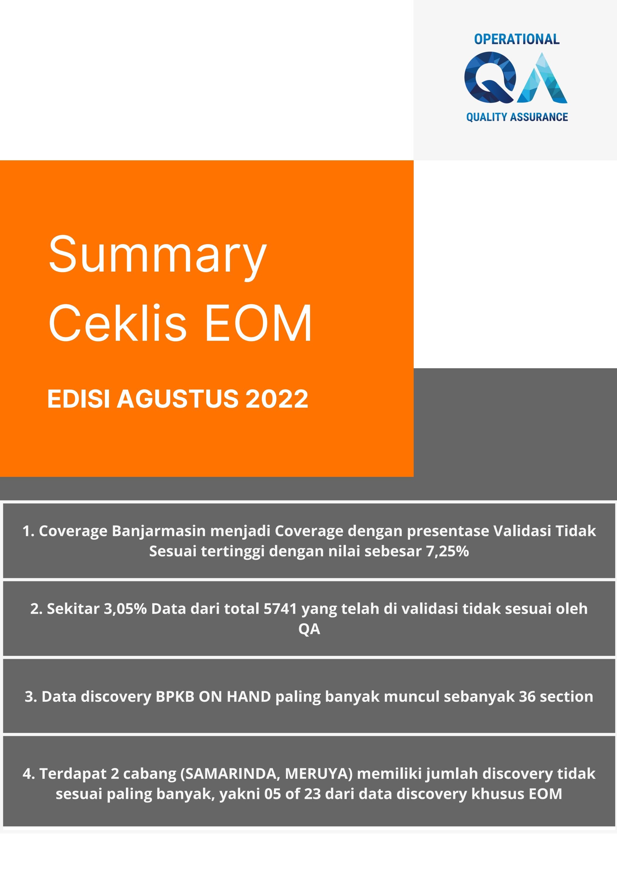 Summary Ceklis EOM Periode Agustus by QA Operation - Issuu