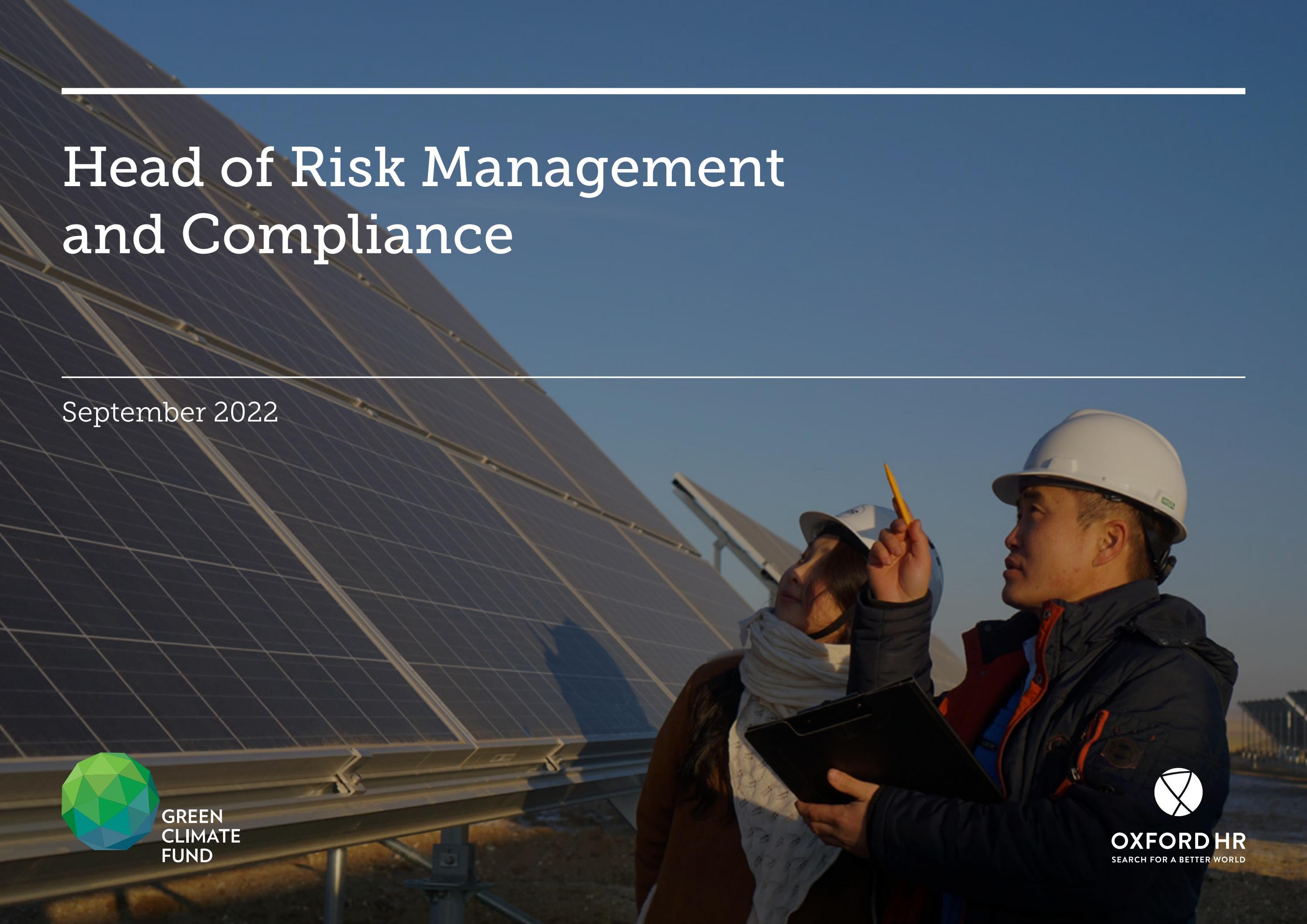 Green Climate Fund - Head of Risk Management and Compliance by Oxford ...