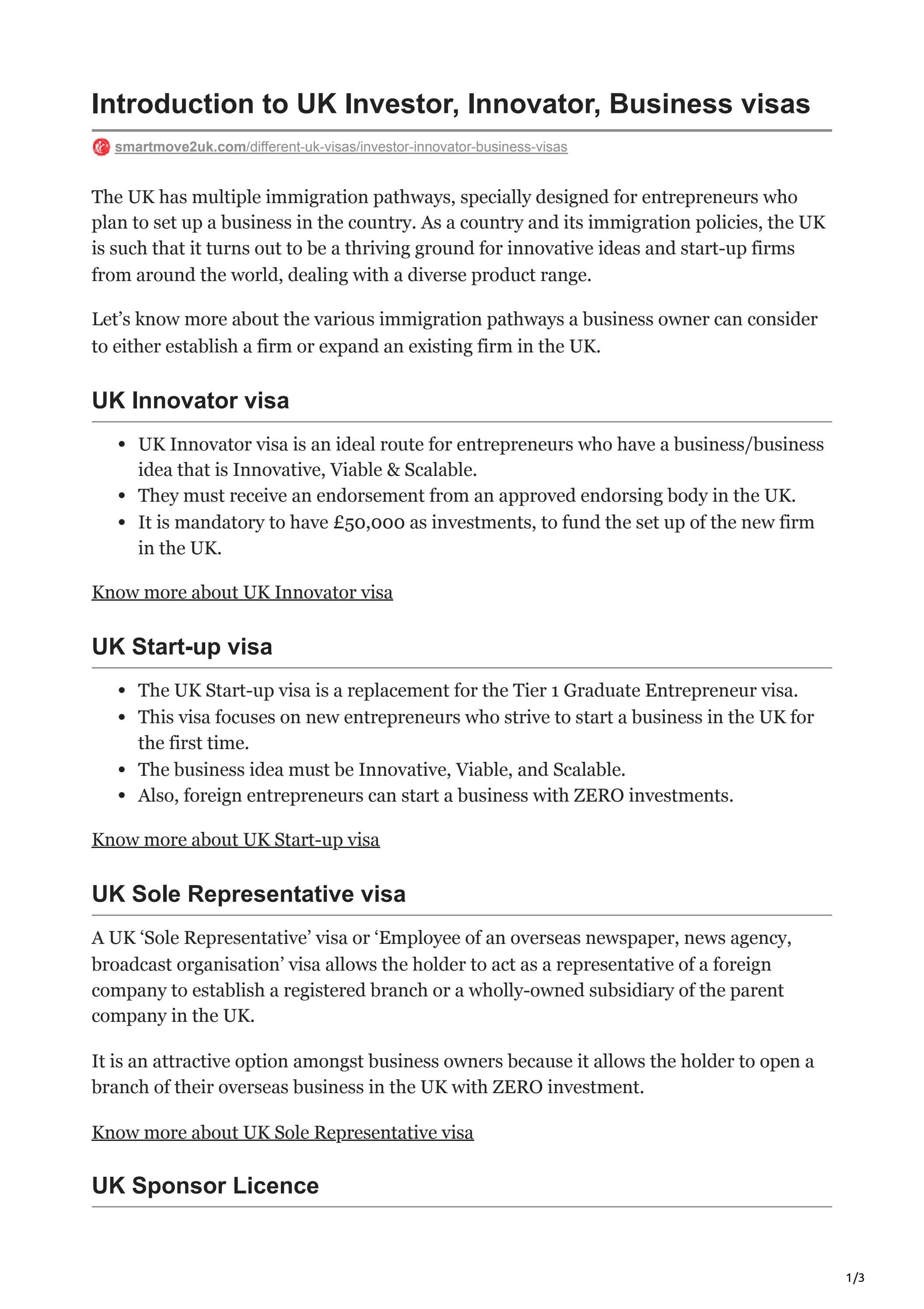 Introduction - UK Investor, UK Innovator, UK Business visas - The ...