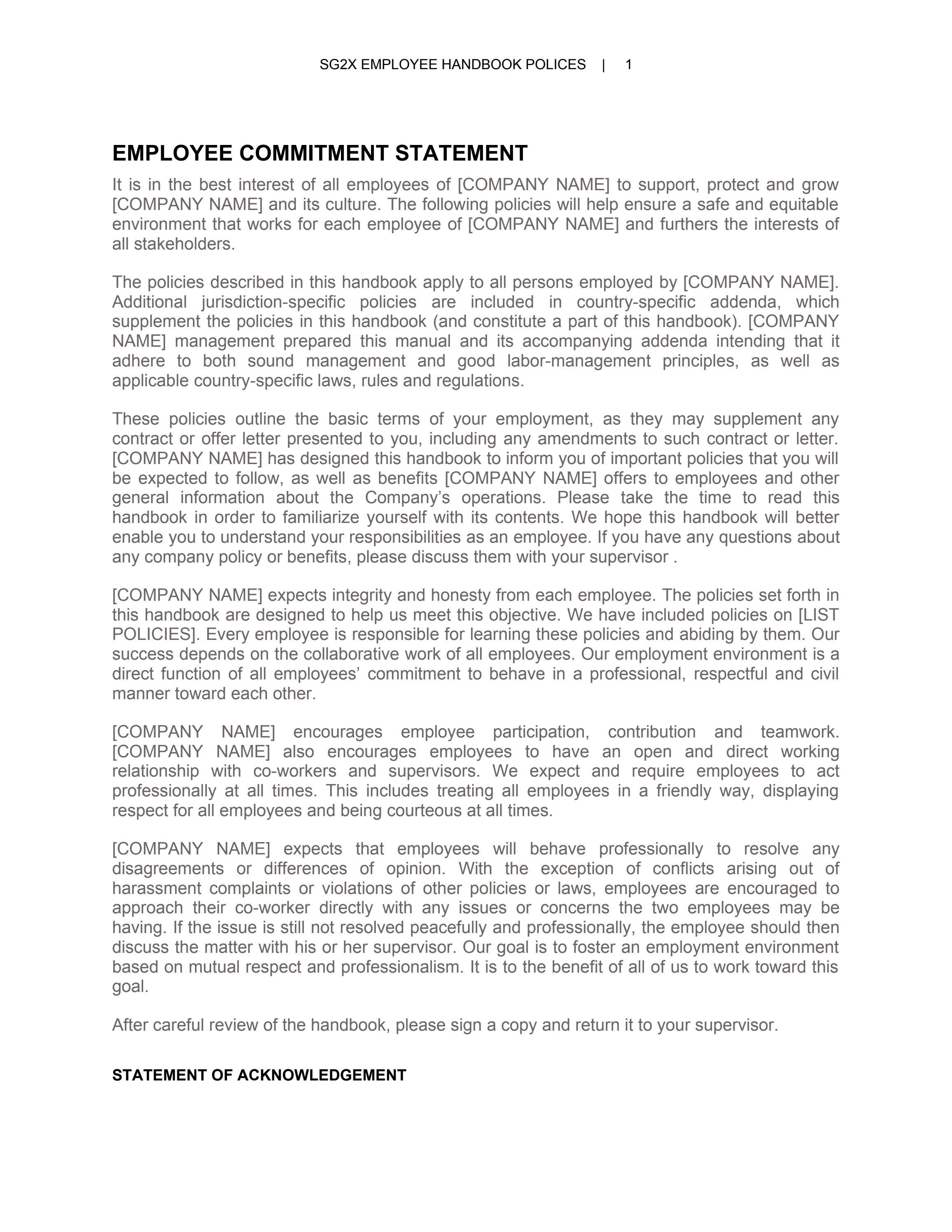 Employee Commitment And Acknowledgment Statement By 2X Global Issuu