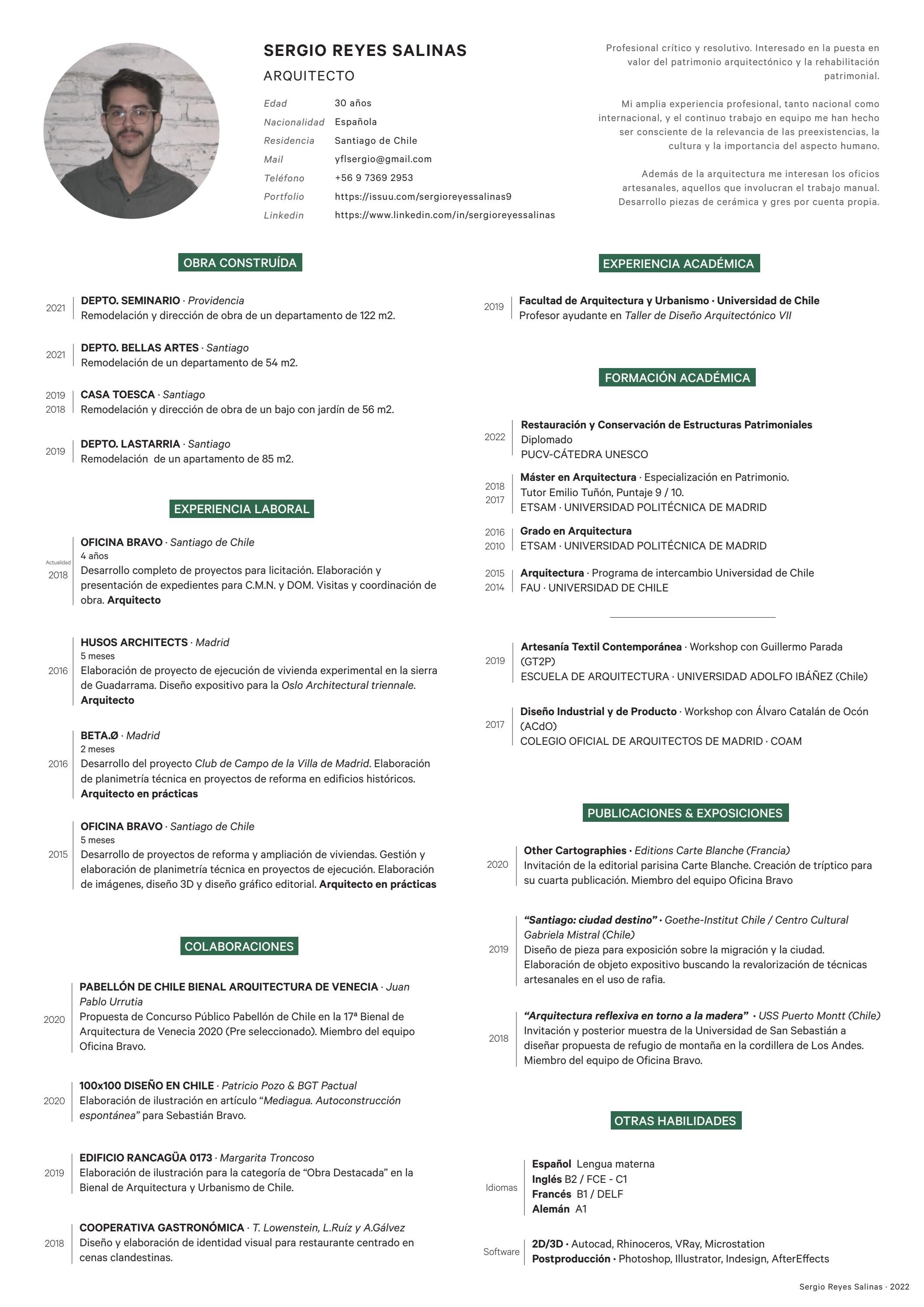 Resumé · CV by Sergio Reyes Salinas - Issuu