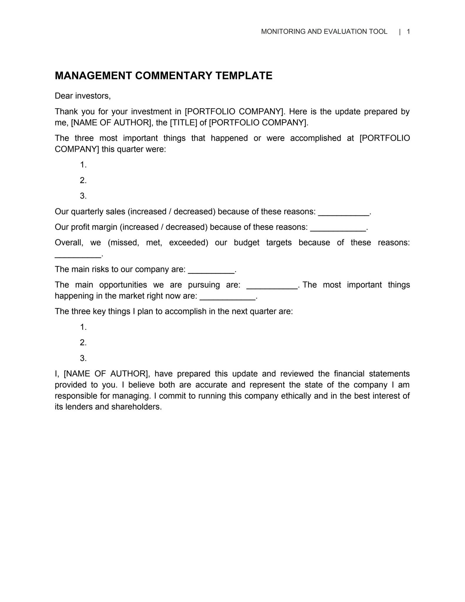 Portfolio Company Commentary Template by 2X Global - Issuu