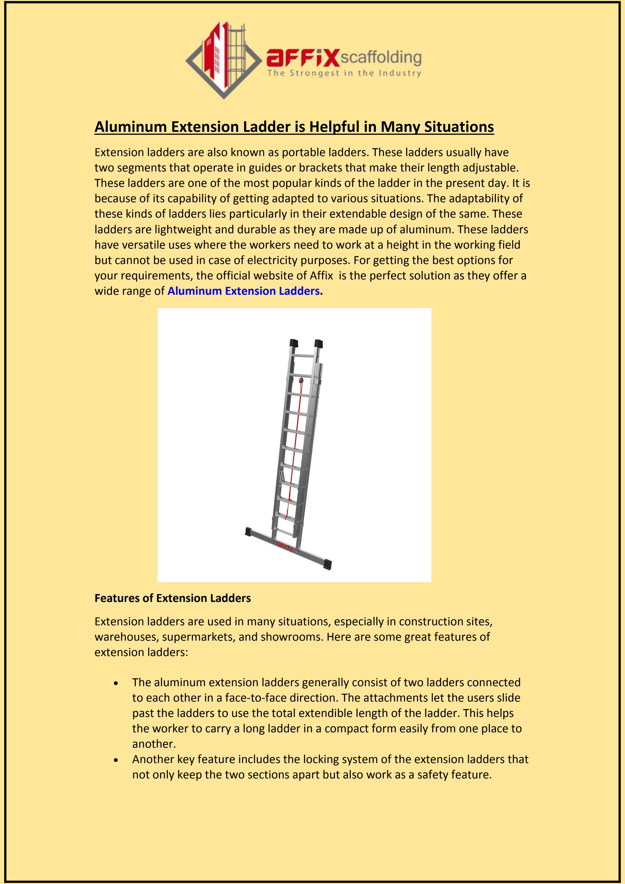 Aluminum Extension Ladder is Helpful in Many Situations by ...