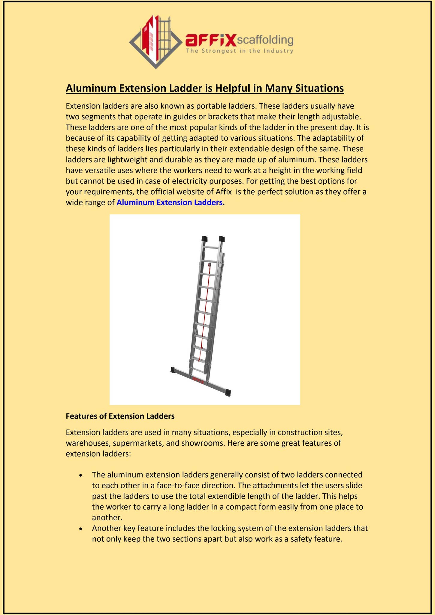 Aluminum Extension Ladder is Helpful in Many Situations by ...
