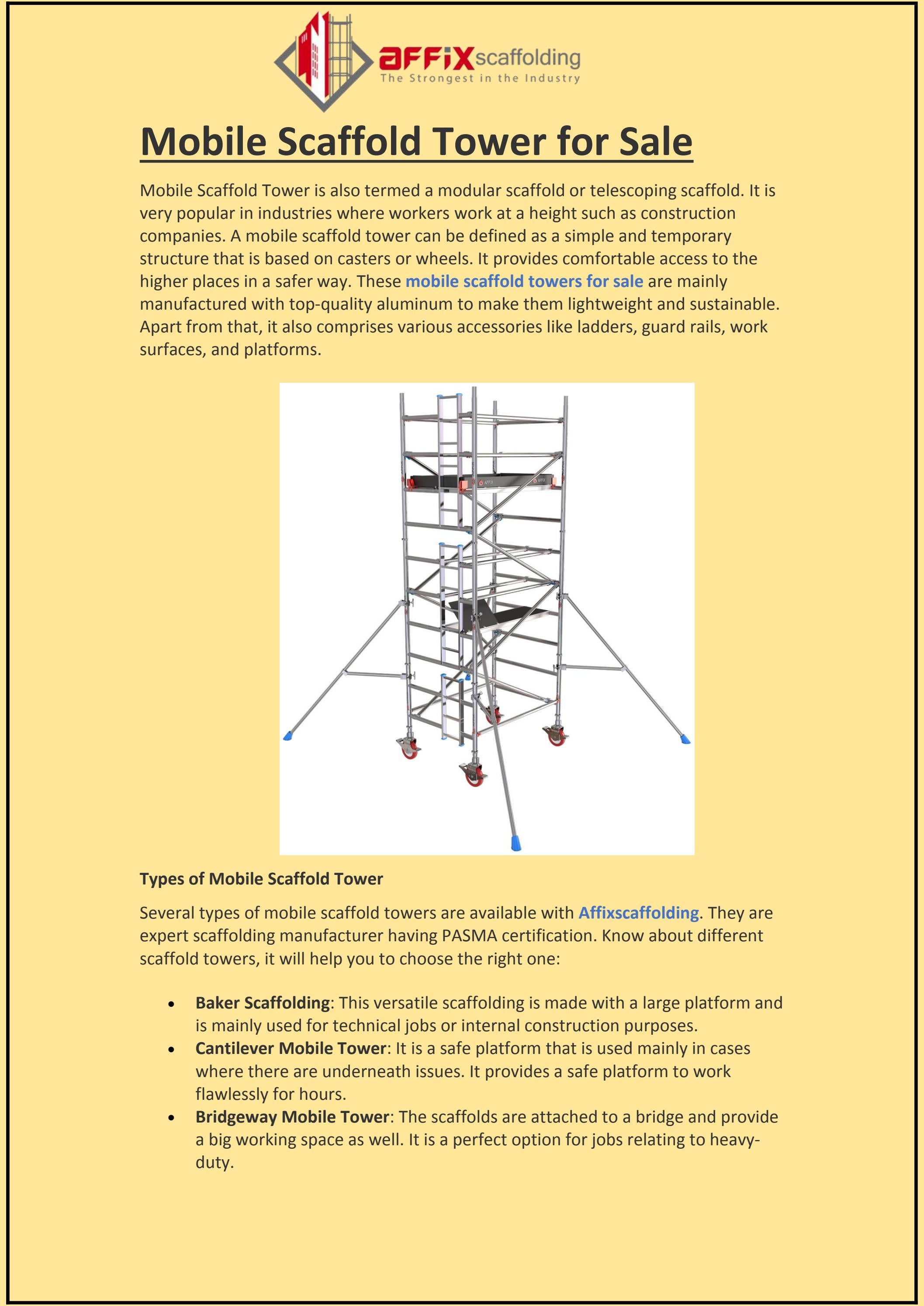 Mobile Scaffold Tower for Sale by Affixscaffolding - Issuu