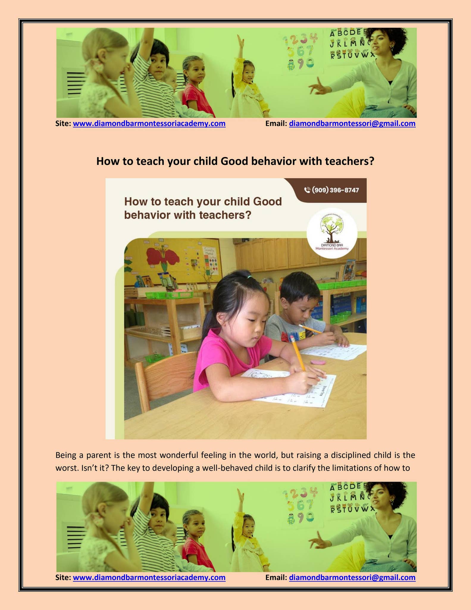 How to teach your child Good behavior with teachers? by Diamond Bar ...