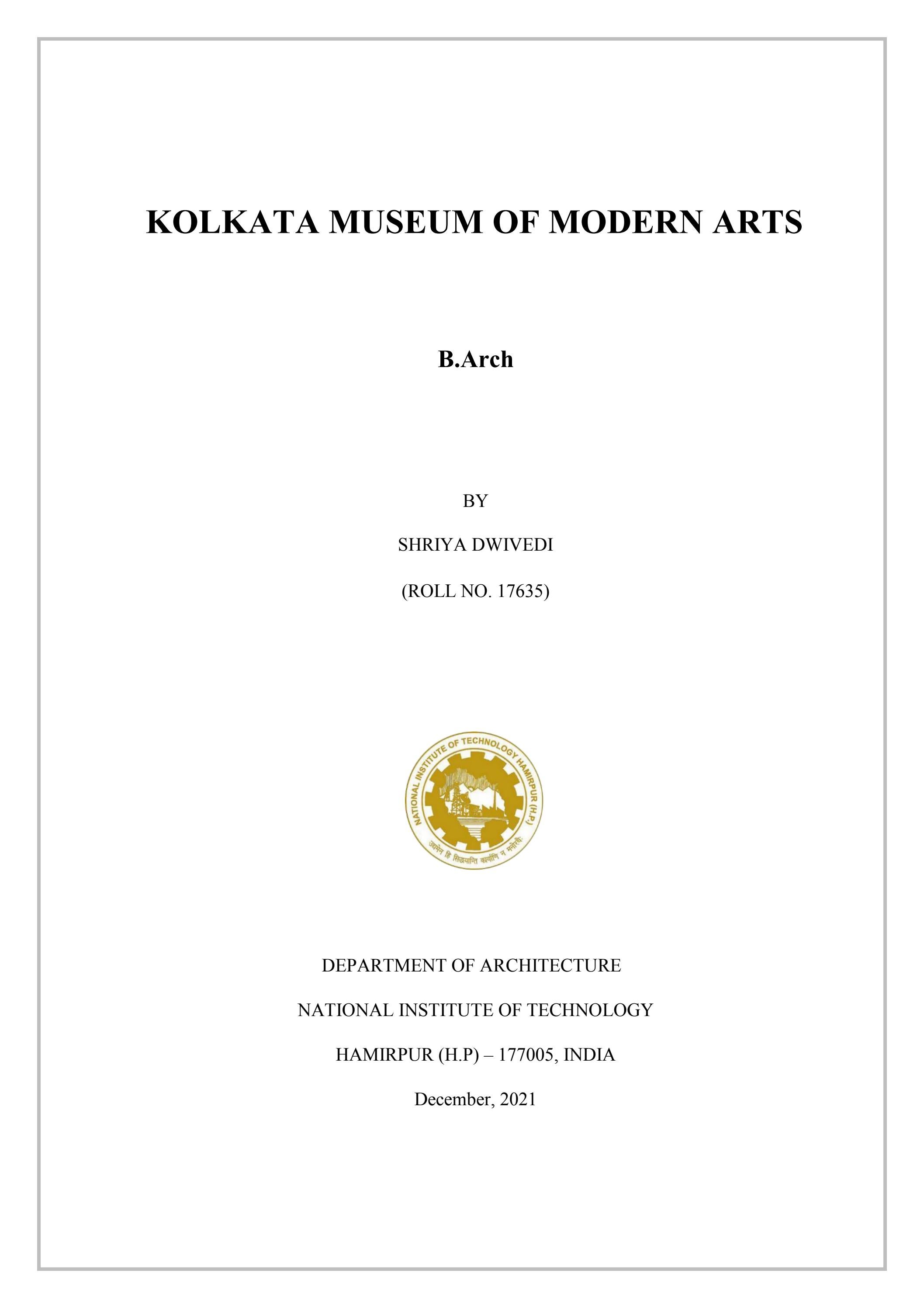 Kolkata Museum Of Modern Arts - Architectural Thesis by Shriya Dwivedi ...