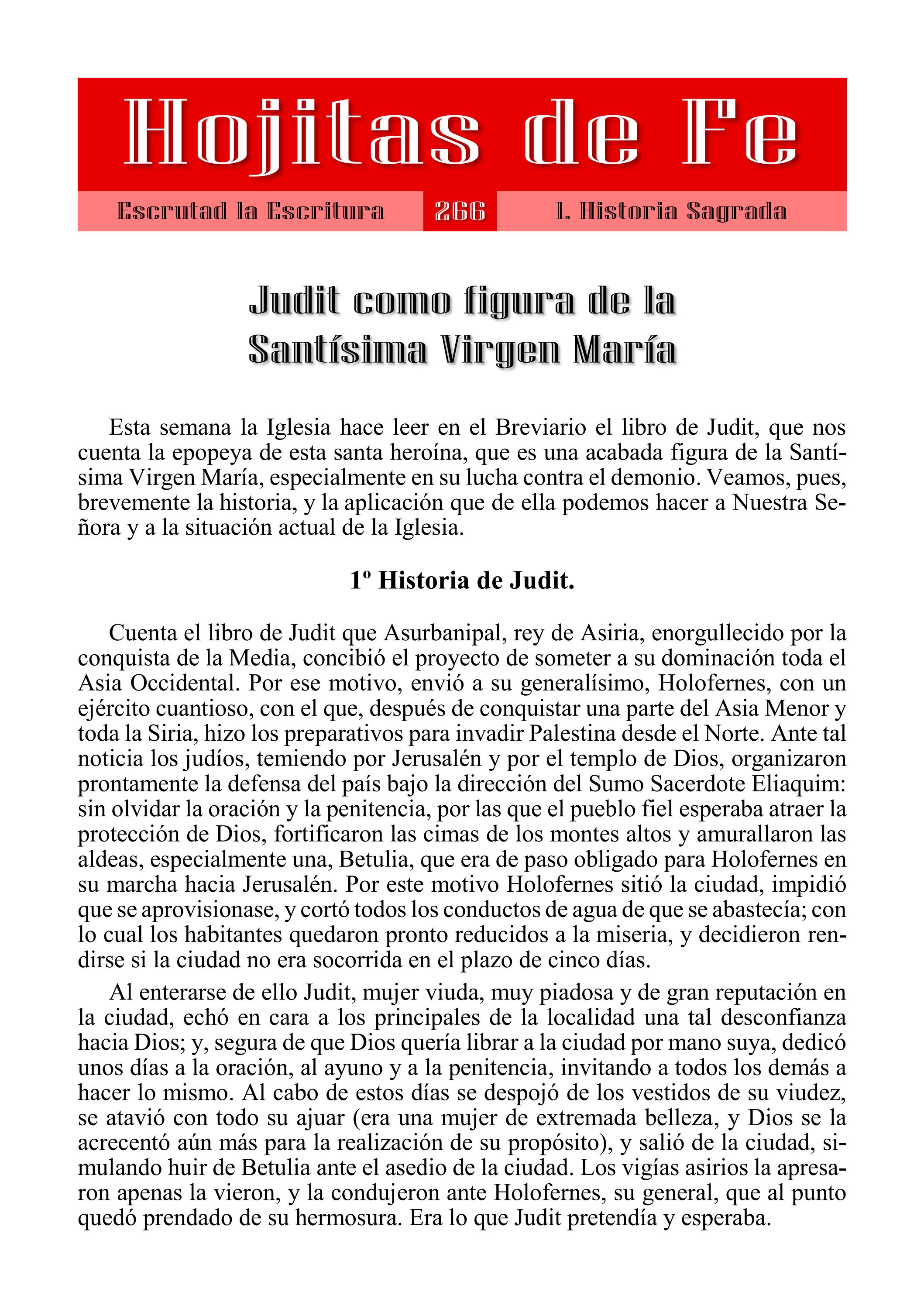Hojitas de Fe 266 - Judit como figura de la Santísima Virgen María by ...