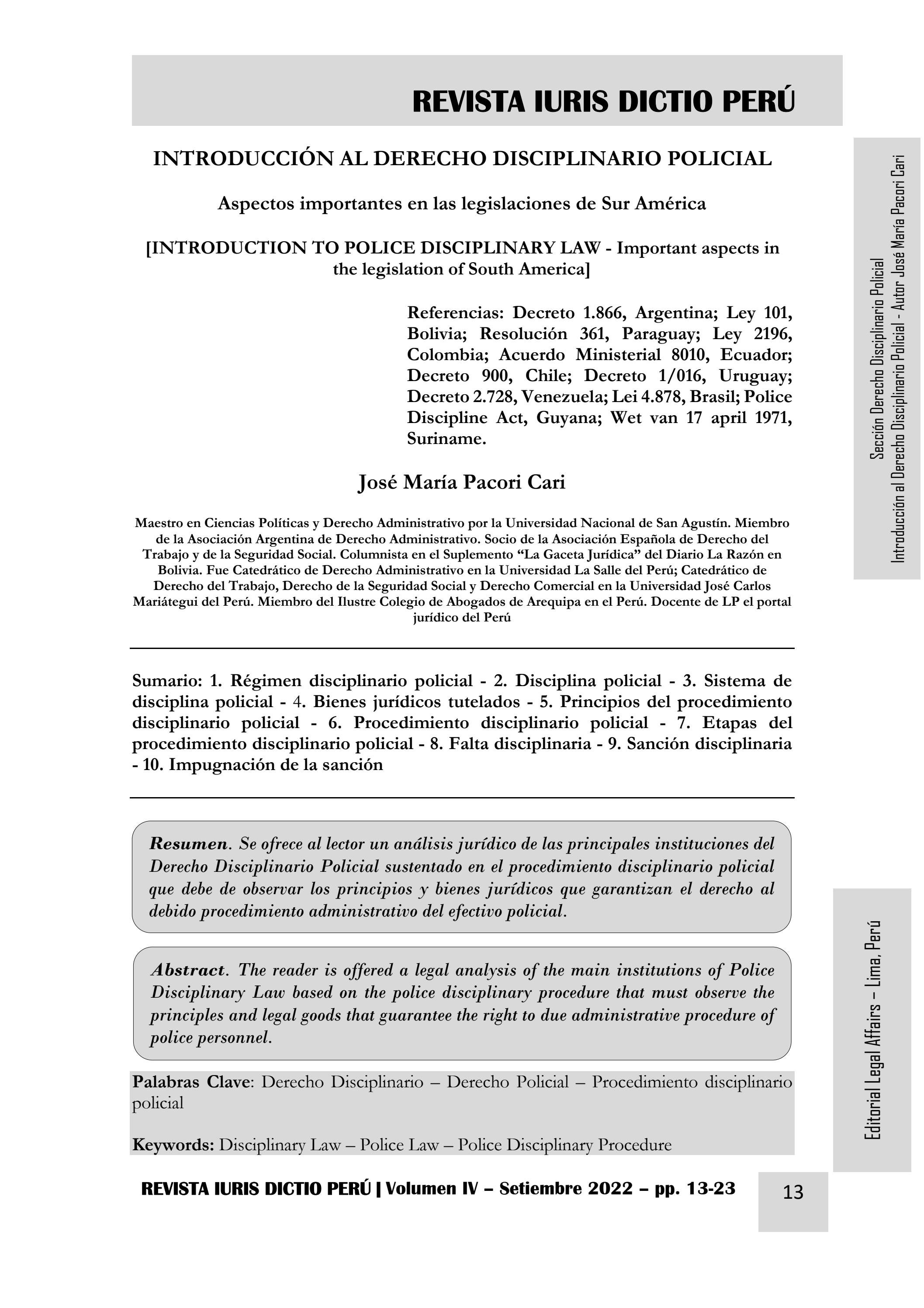 IntroducciÓn Al Derecho Disciplinario Policial By