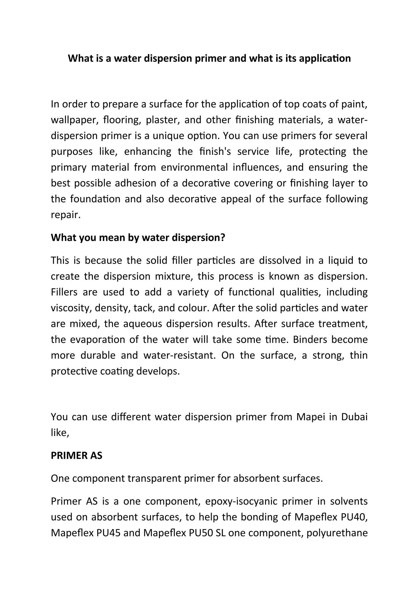 What is water dispersion primer by Mapei - Issuu