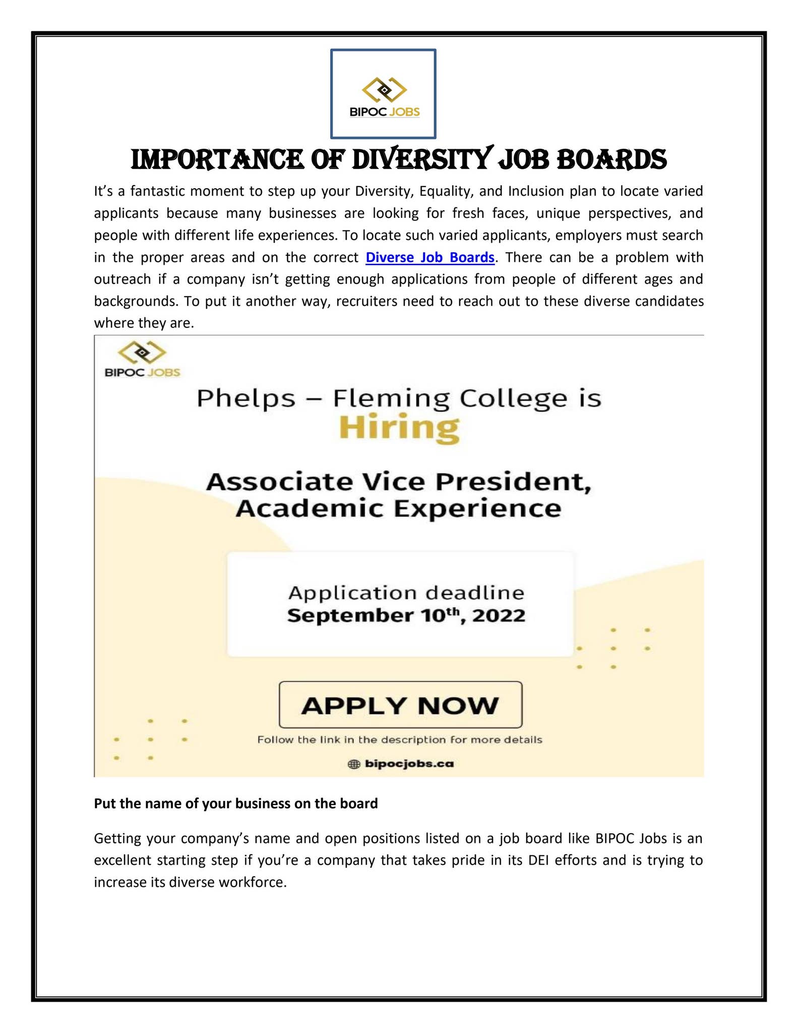 Importance of Diversity Job Boards by BIPOC Jobs - Issuu