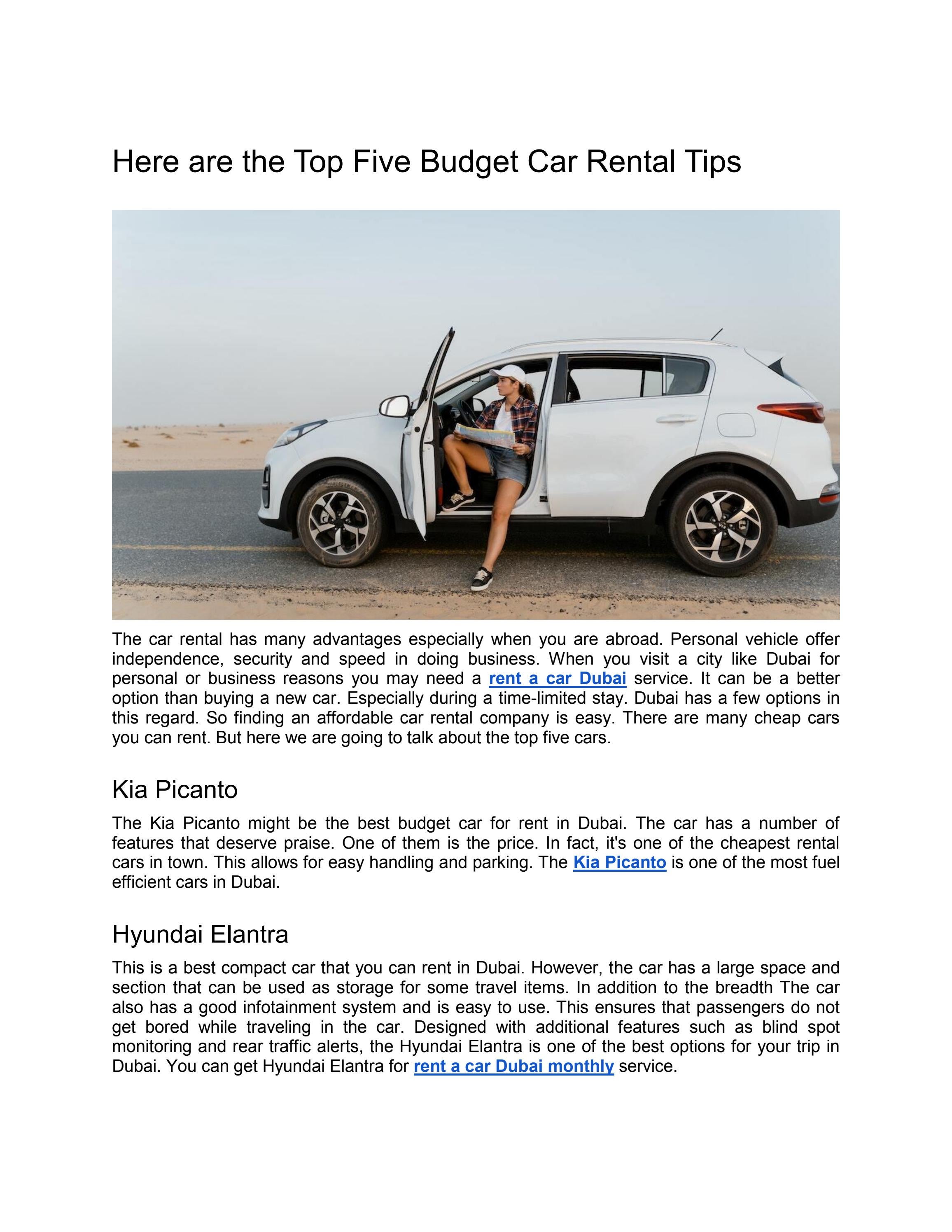 Here are the Top Five Budget Car Rental Tips by Sophia Watson - Issuu