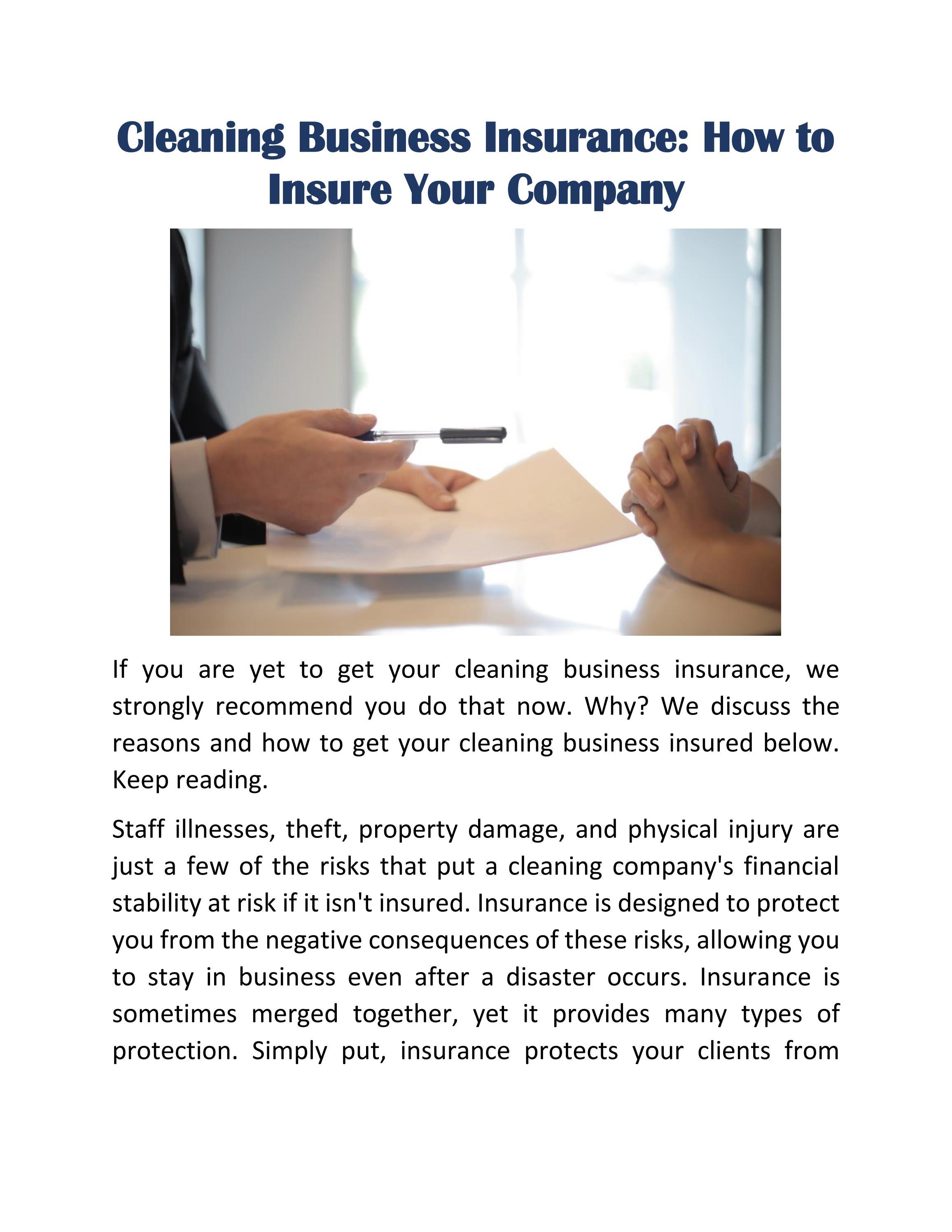 Cleaning Business Insurance - How to Insure Your Company by ...