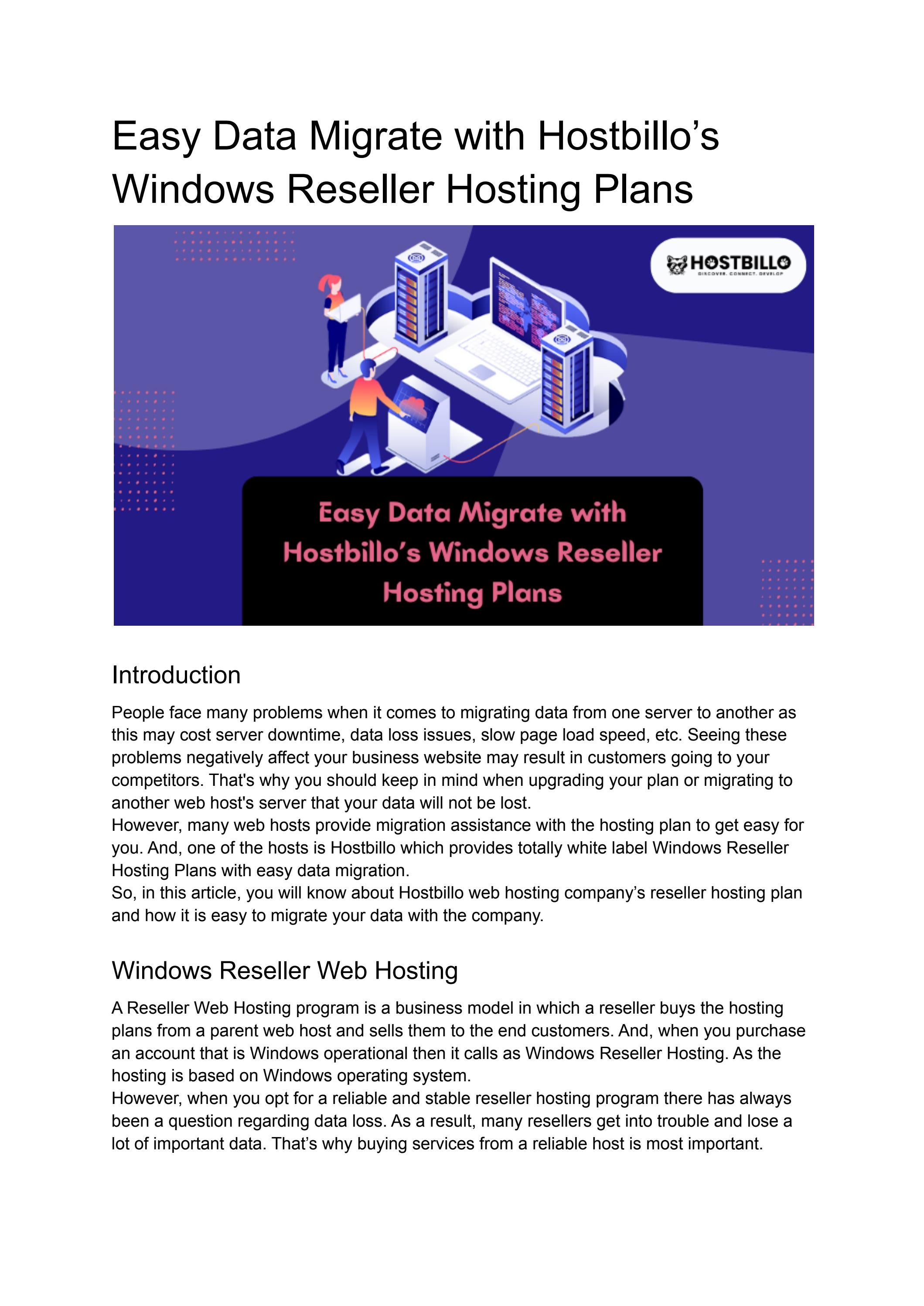 Easy Data Migrate With Hostbillos Windows Reseller Hosting Plans By Surbhi Chauhan Issuu