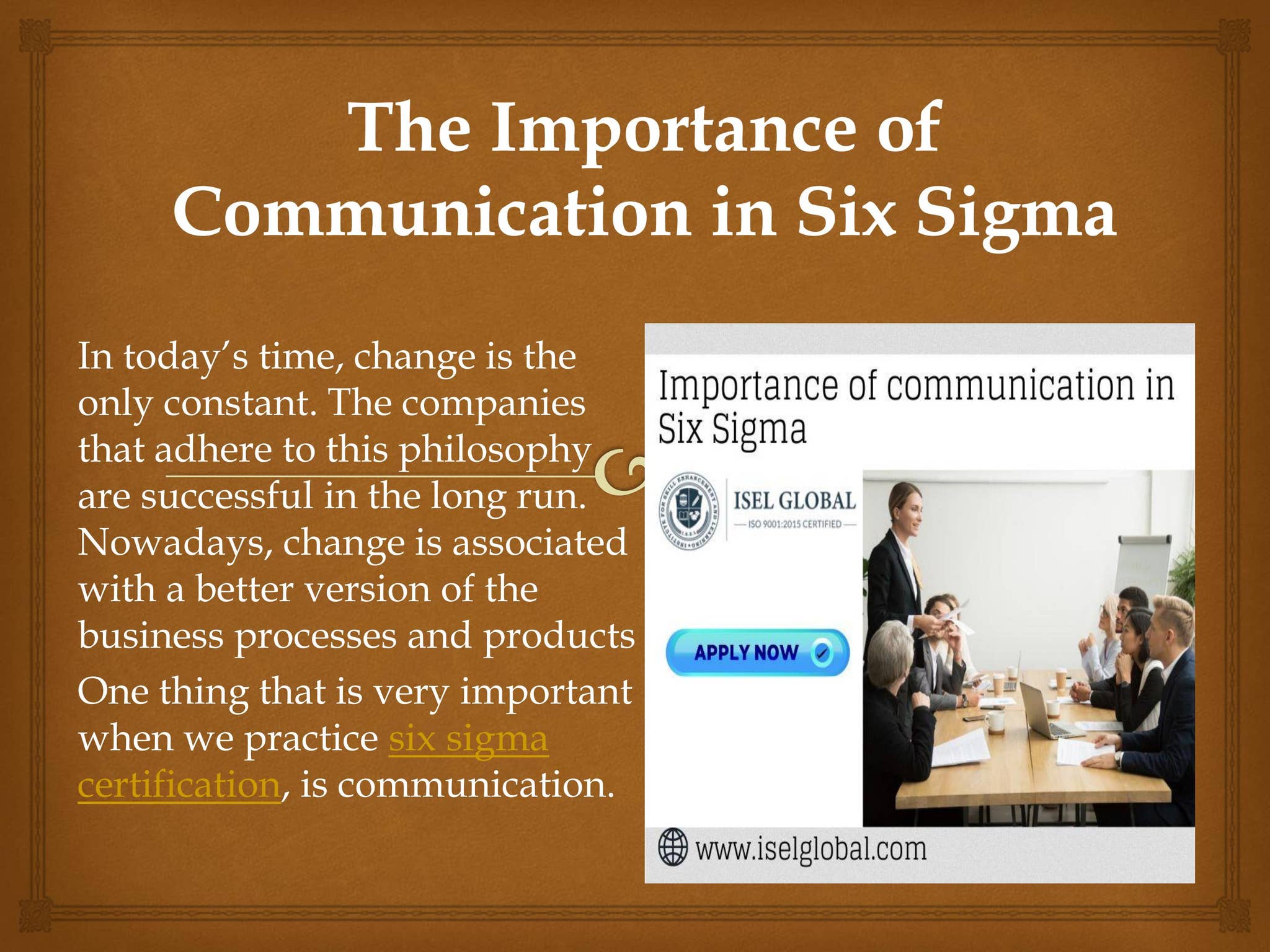 Importance of Communication in Six sigma certification by ...