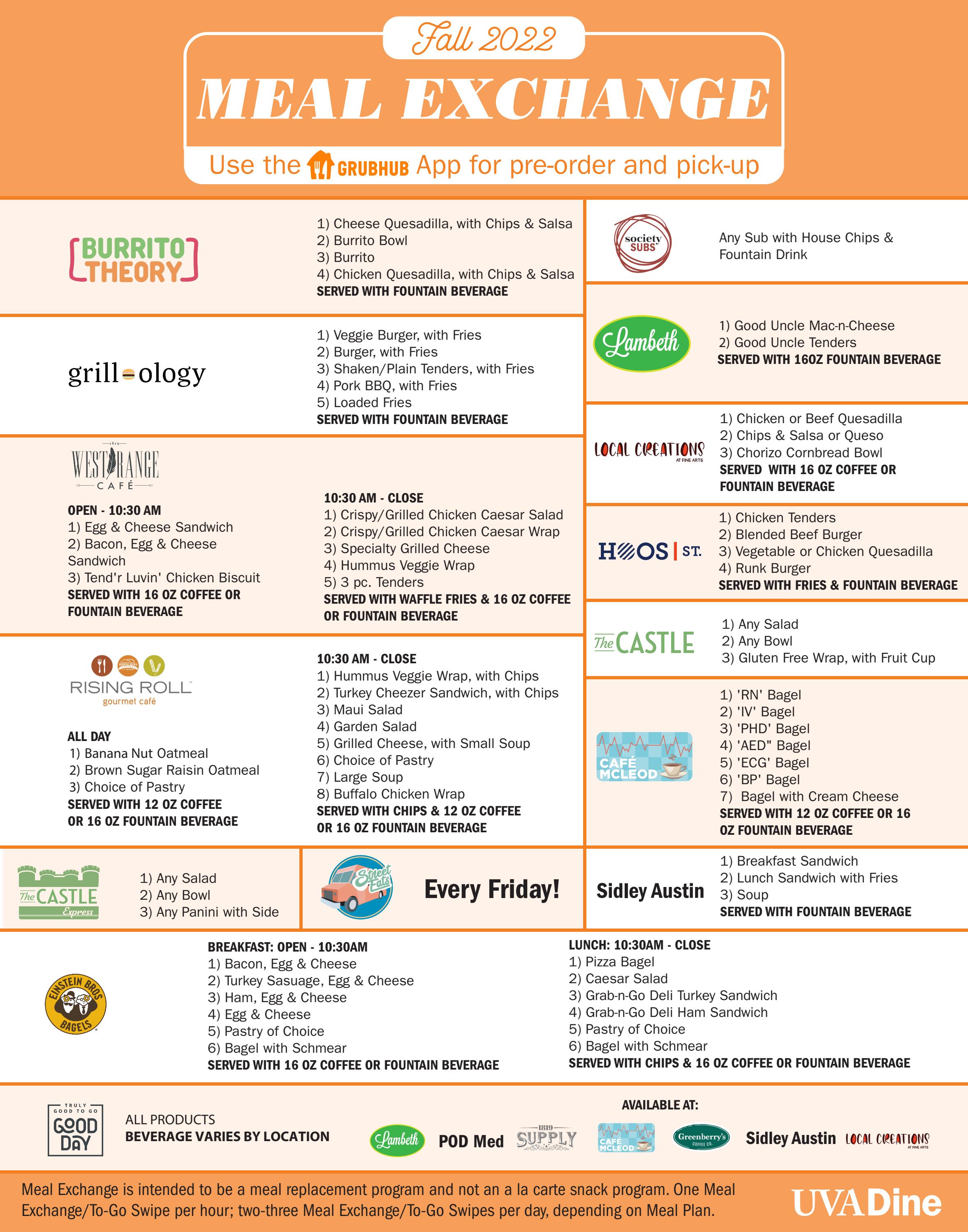 Fall 2022 Meal Exchange Menu by uvadining1 - Issuu
