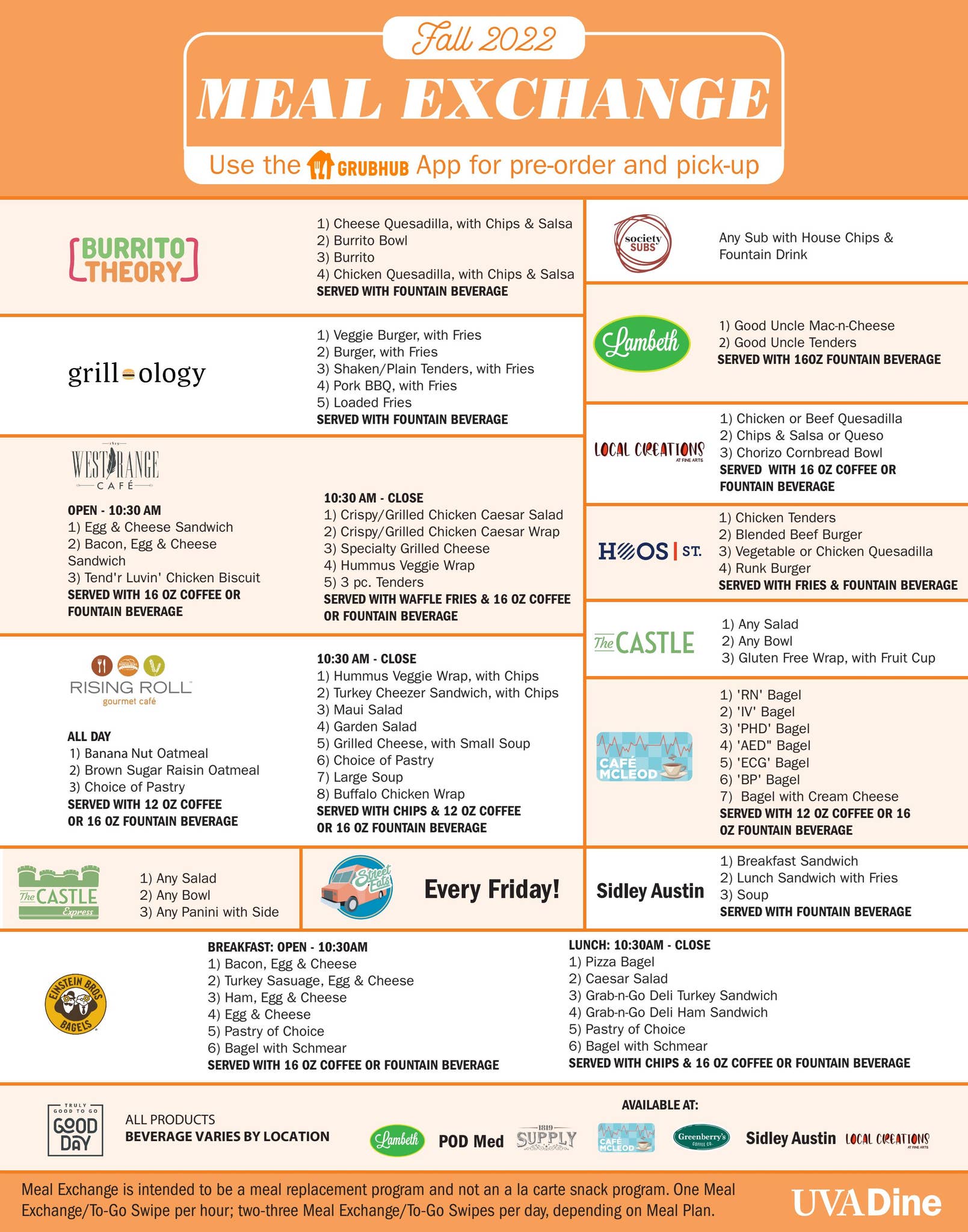Fall 2022 Meal Exchange Menu by uvadining1 - Issuu