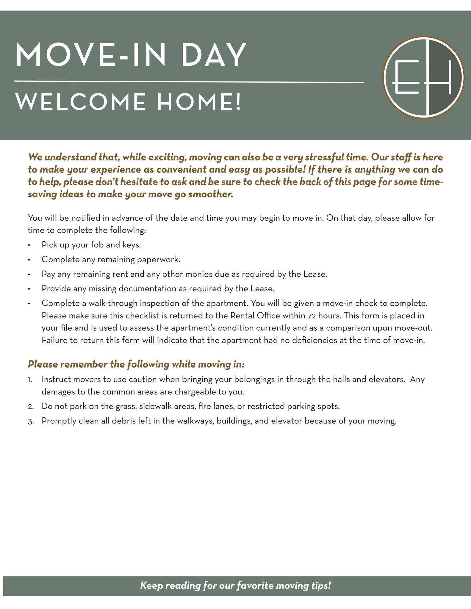 Eagan Heights Move-In Day Flyer by Eagan Heights Apartments - Issuu
