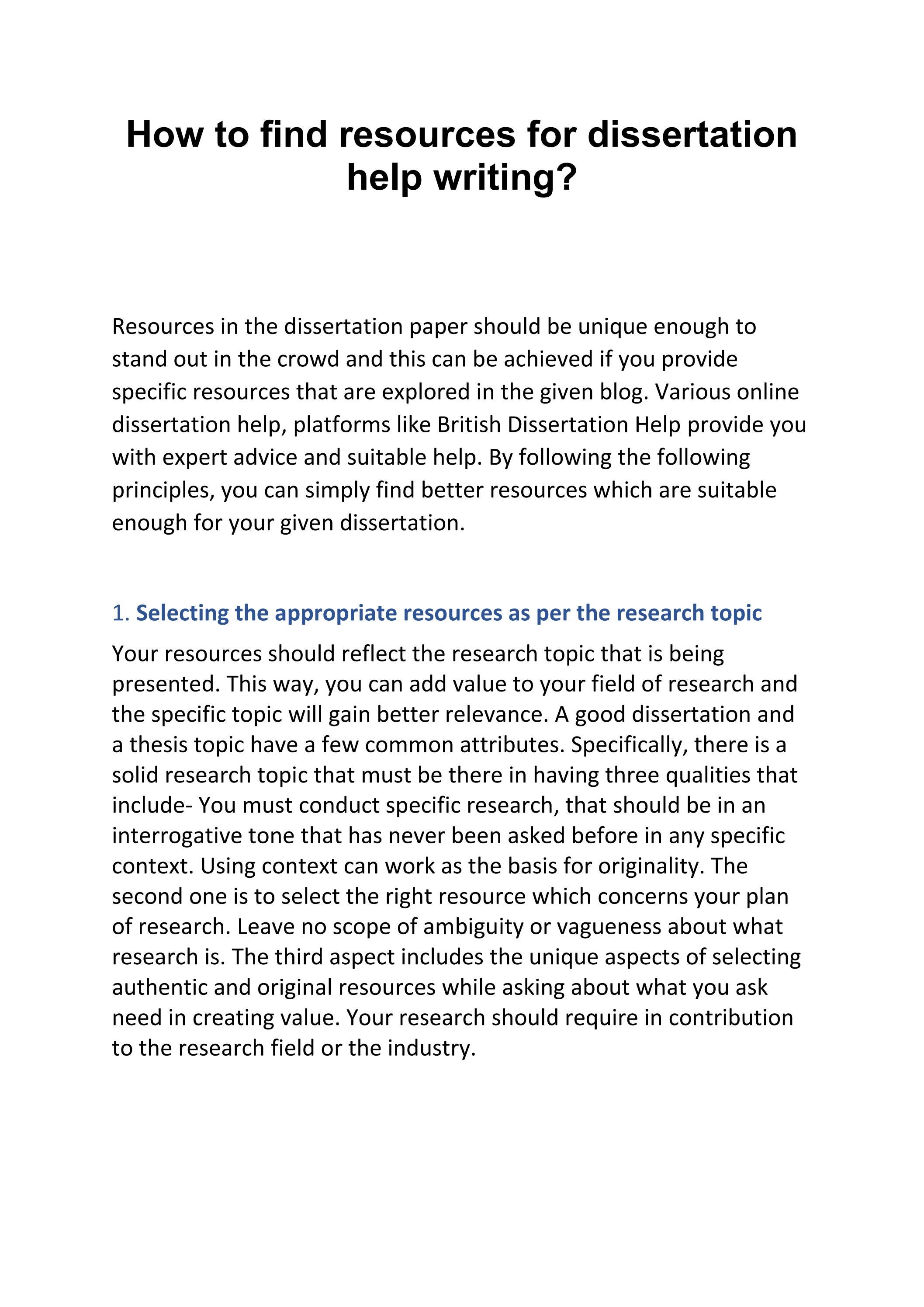 How to find resources for dissertation help writing? by British ...